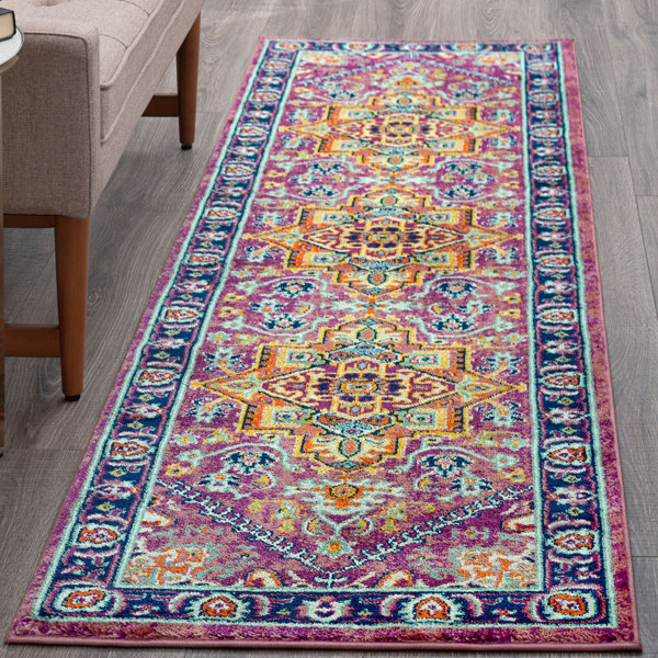 Bungalow Rose Depew Performance Purple/Gold/Blue Rug & Reviews | Wayfair