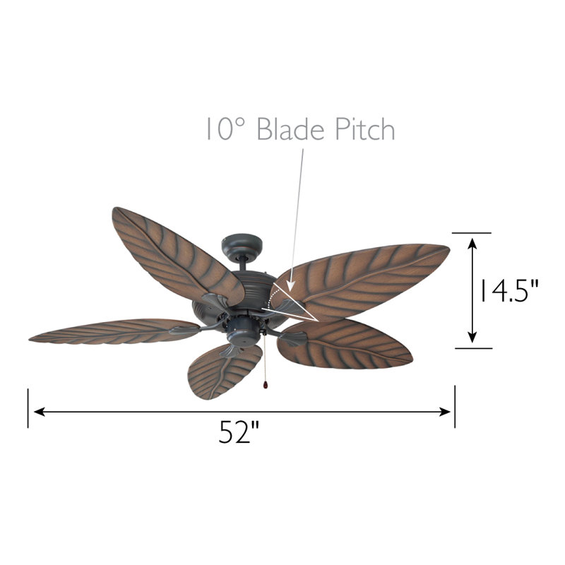 Design House 52" 5 - Blade Leaf Blade Ceiling Fan with Pull Chain ...