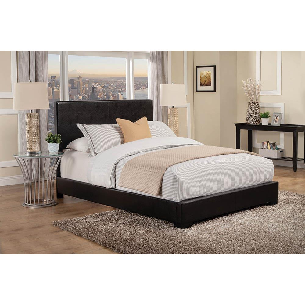 Latitude Run® Conner Queen Upholstered Panel Bed Black/Dark Brown | Wayfair