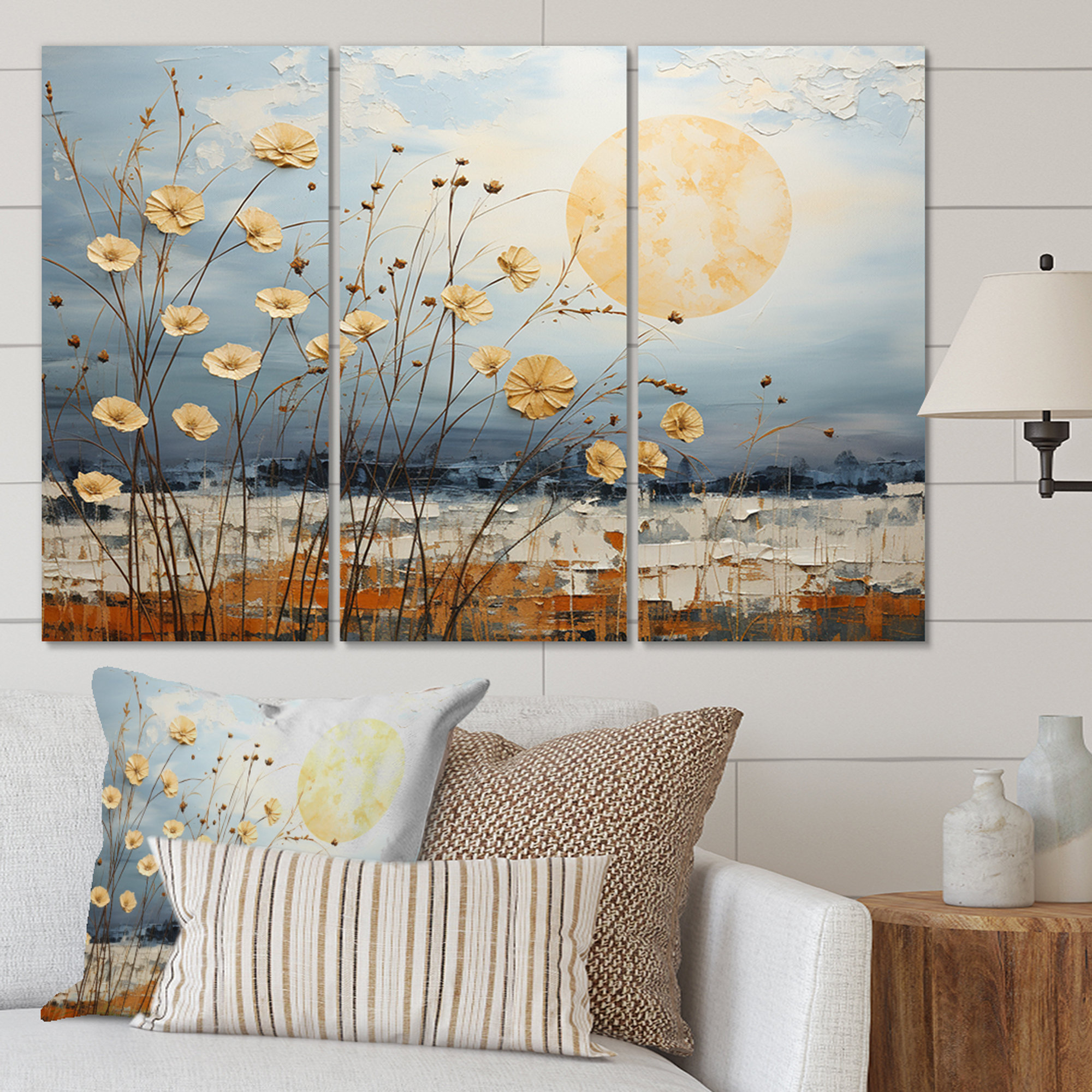 Winston Porter Clouds Prairies Collages IX On Canvas 3 Pieces Print ...