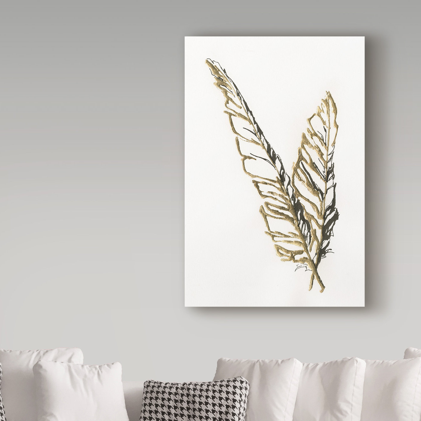 Bungalow Rose 'Gilded Raven Feather' Acrylic Painting Print on Wrapped ...