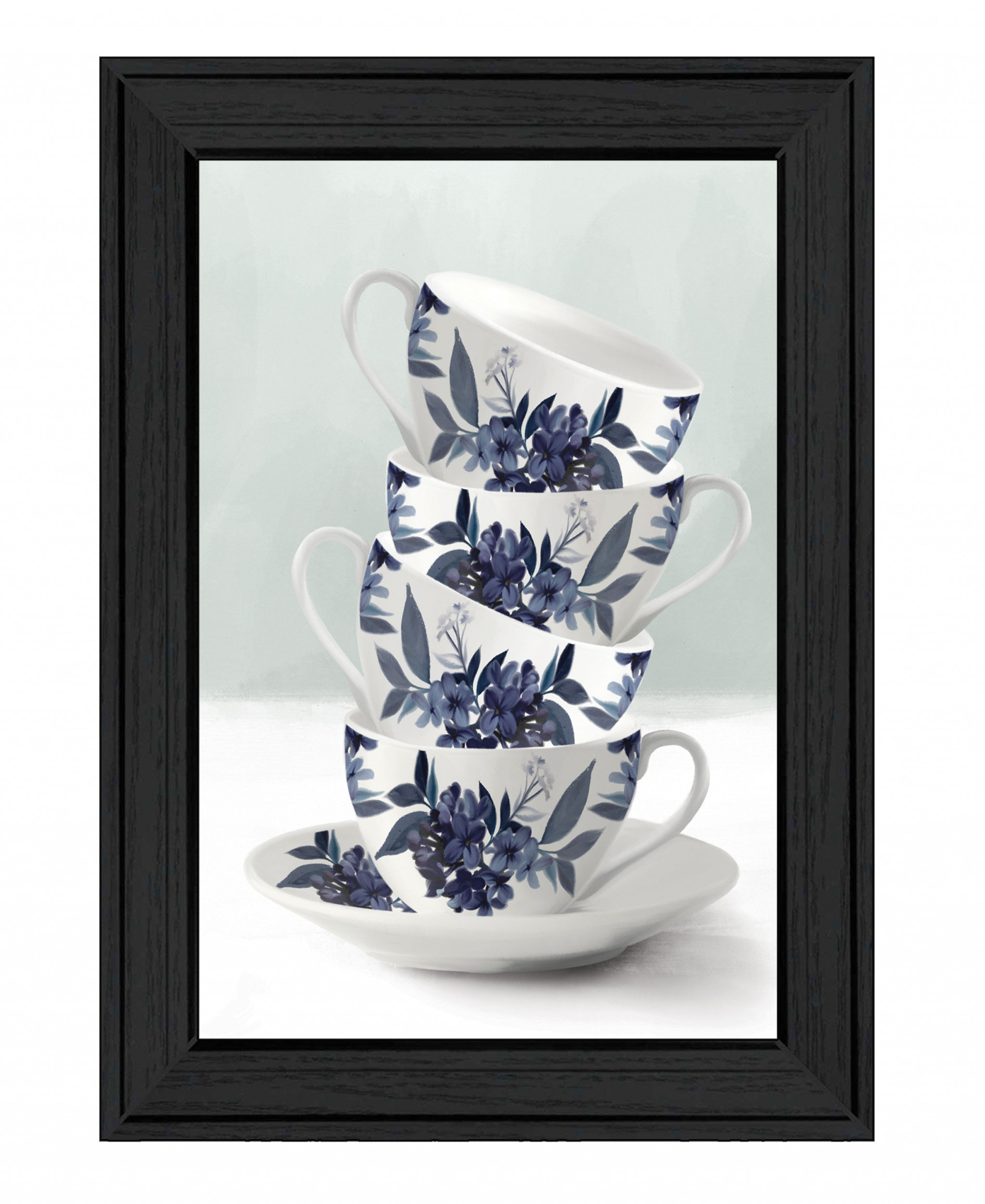 Ophelia & Co. Tea Tower Blue 2 Black Framed Print Wall Art | Wayfair