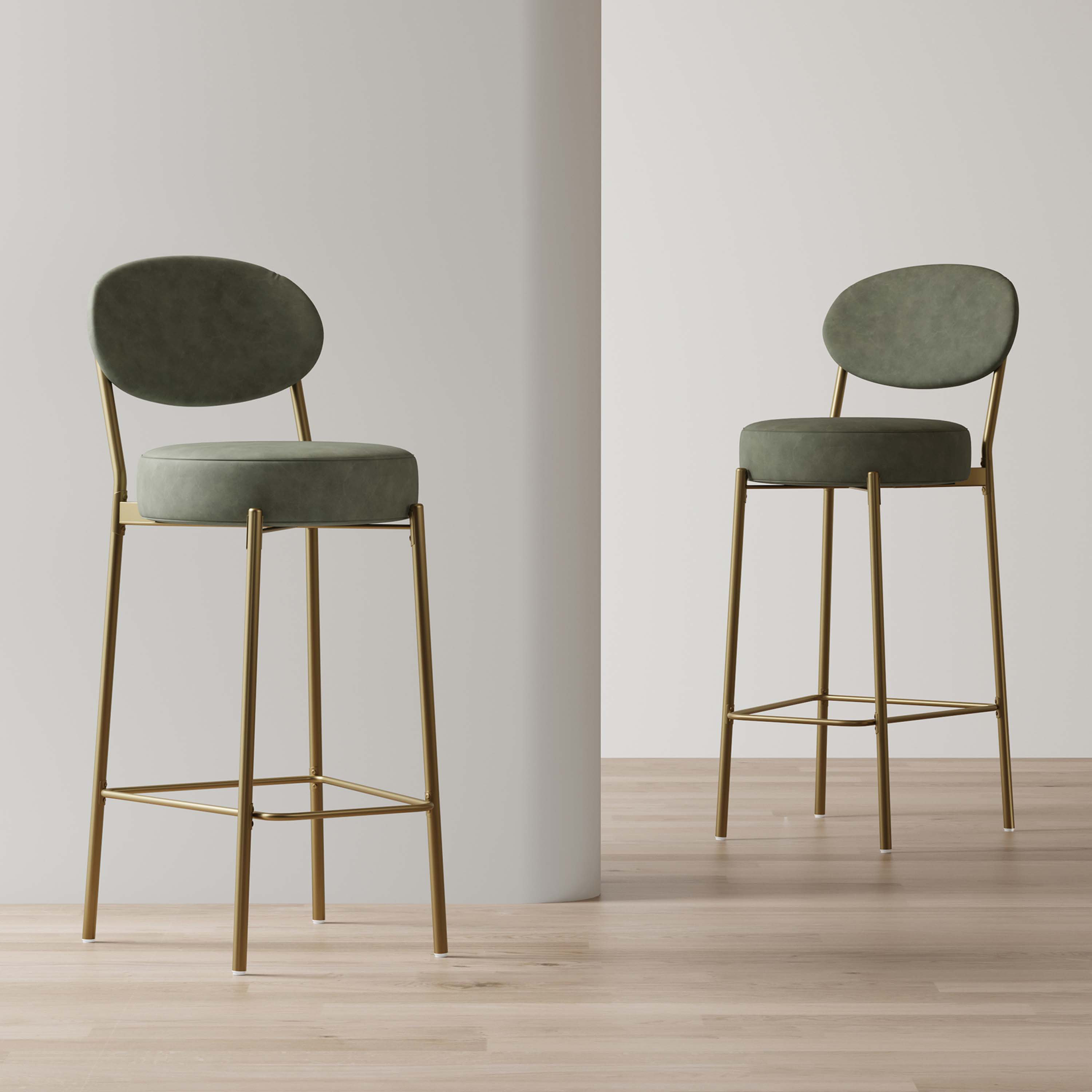 Mercer41 29'' H Seat Height Upholstered Bar Stools Set of 2 Faux ...