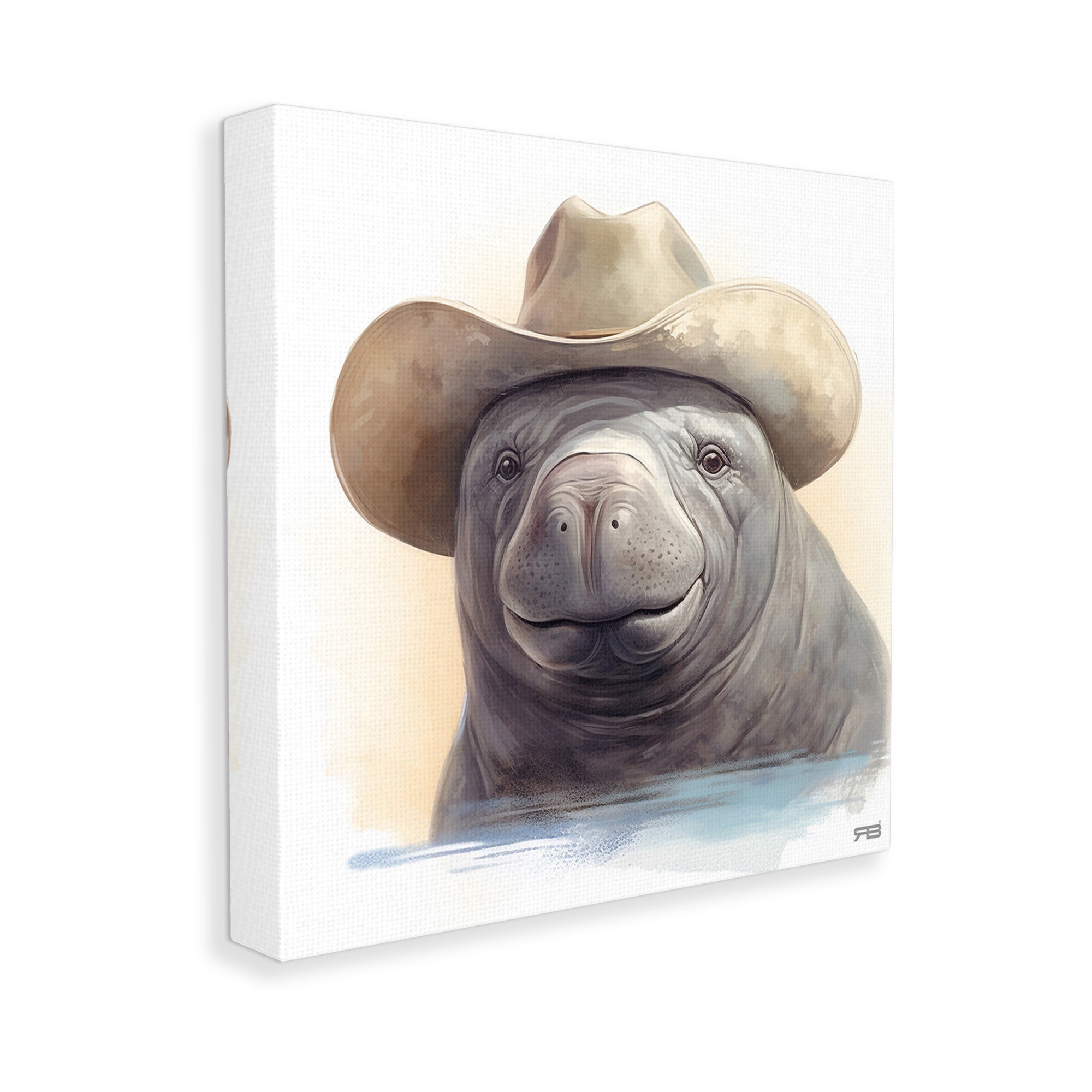 Trinx " Manatee With Southern Hat " by RB on Canvas | Wayfair