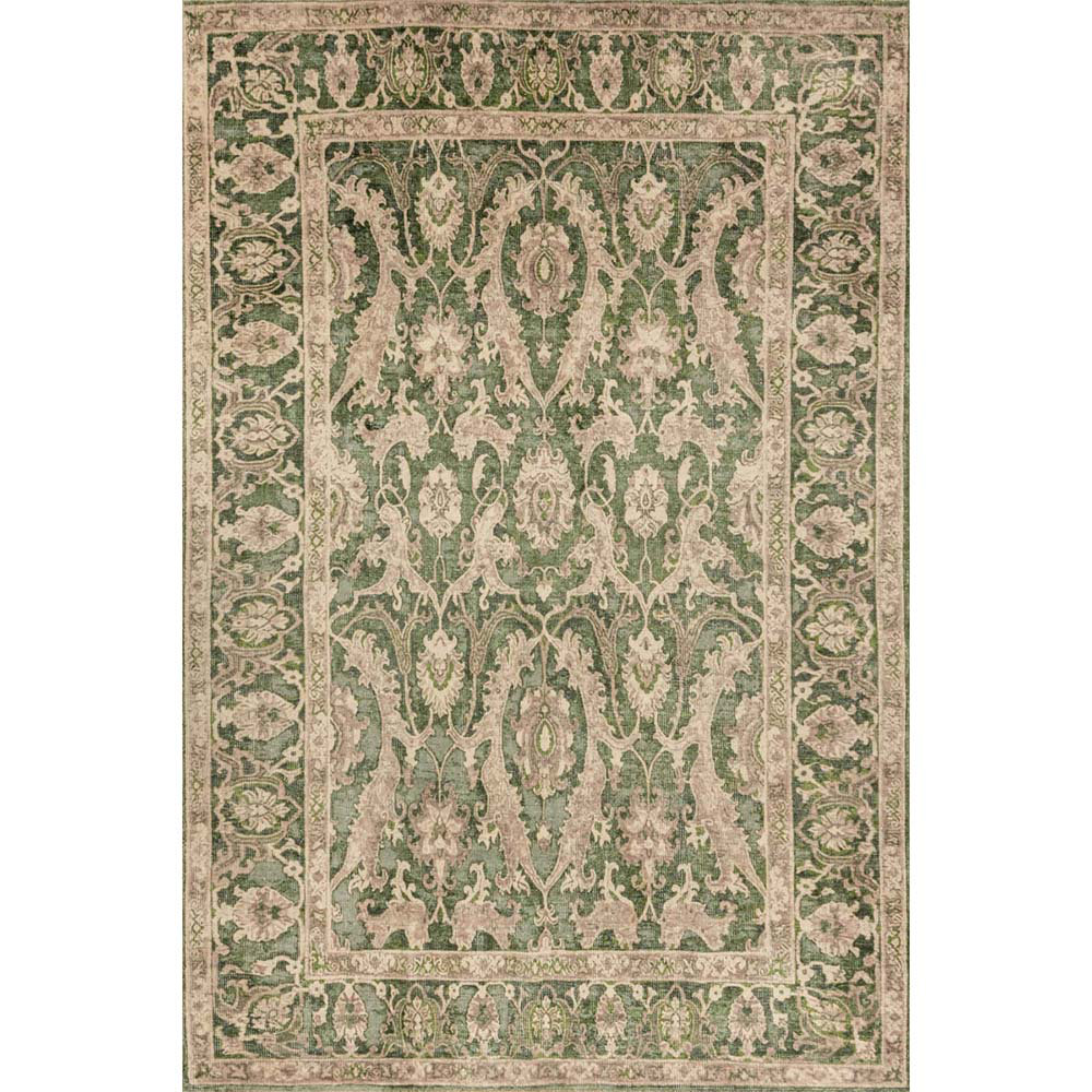 Bungalow Rose Fuga Soft Textured Green Classic Patterned Rug | Wayfair
