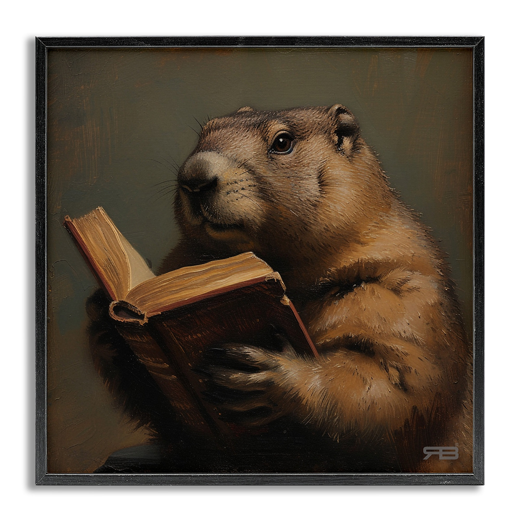 Stupell Industries Groundhog Reading Book Giclee Art by Roozbeh ...