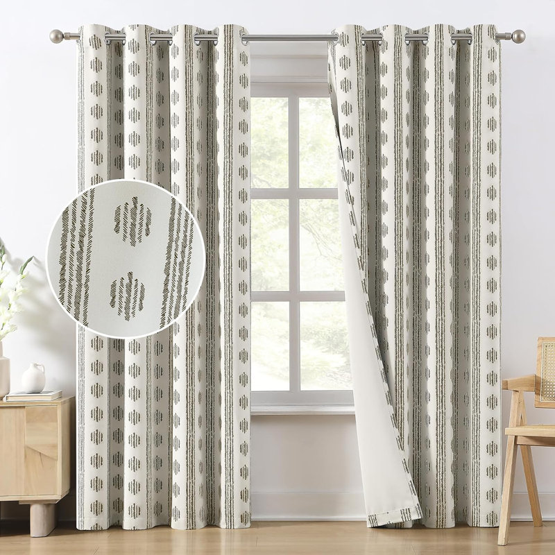 Red Barrel Studio® Striped Pattern Cotton Blackout Curtains | Wayfair