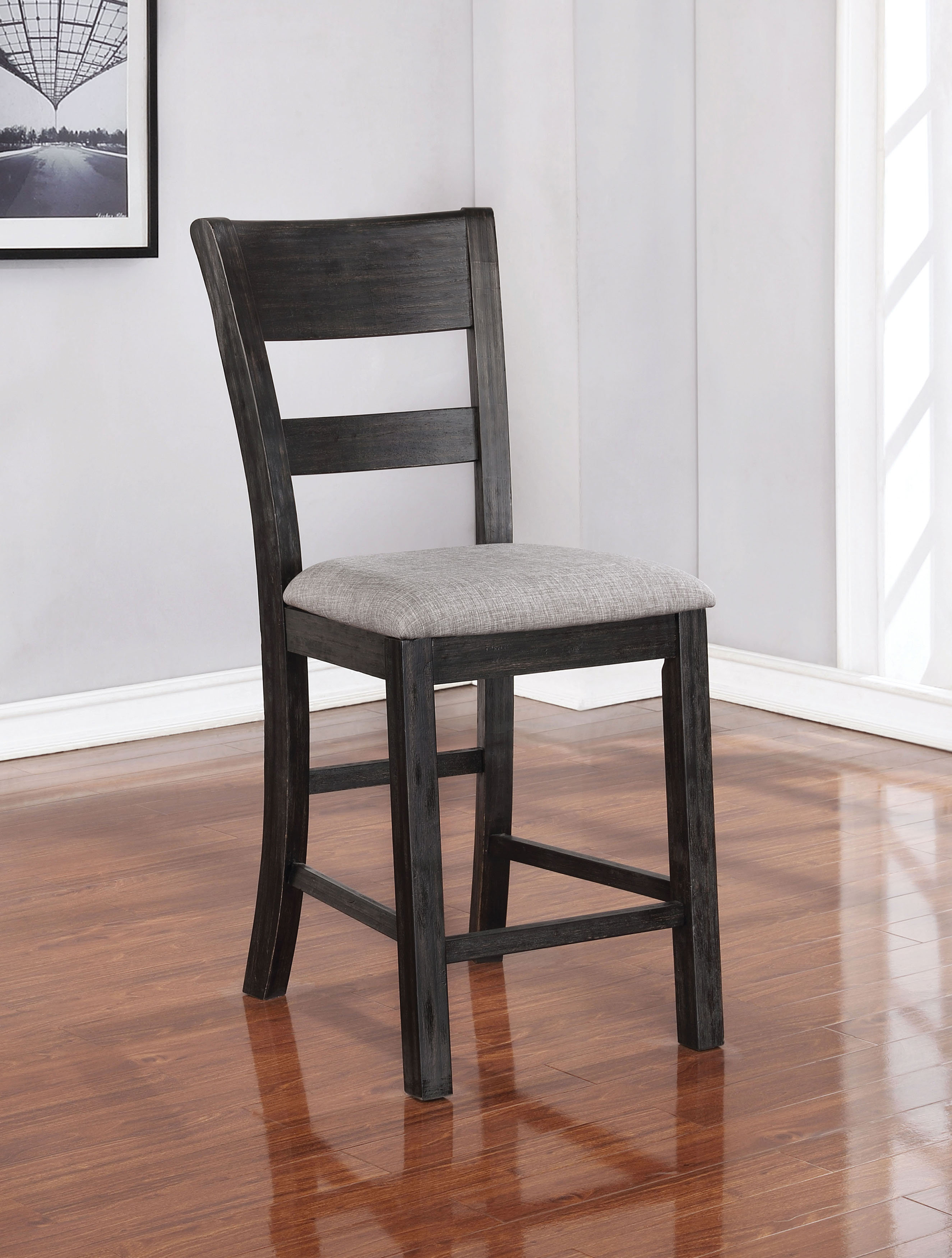 Gracie Oaks Jaydon Upholstered Ladder Back Side Chair in Antique Black ...