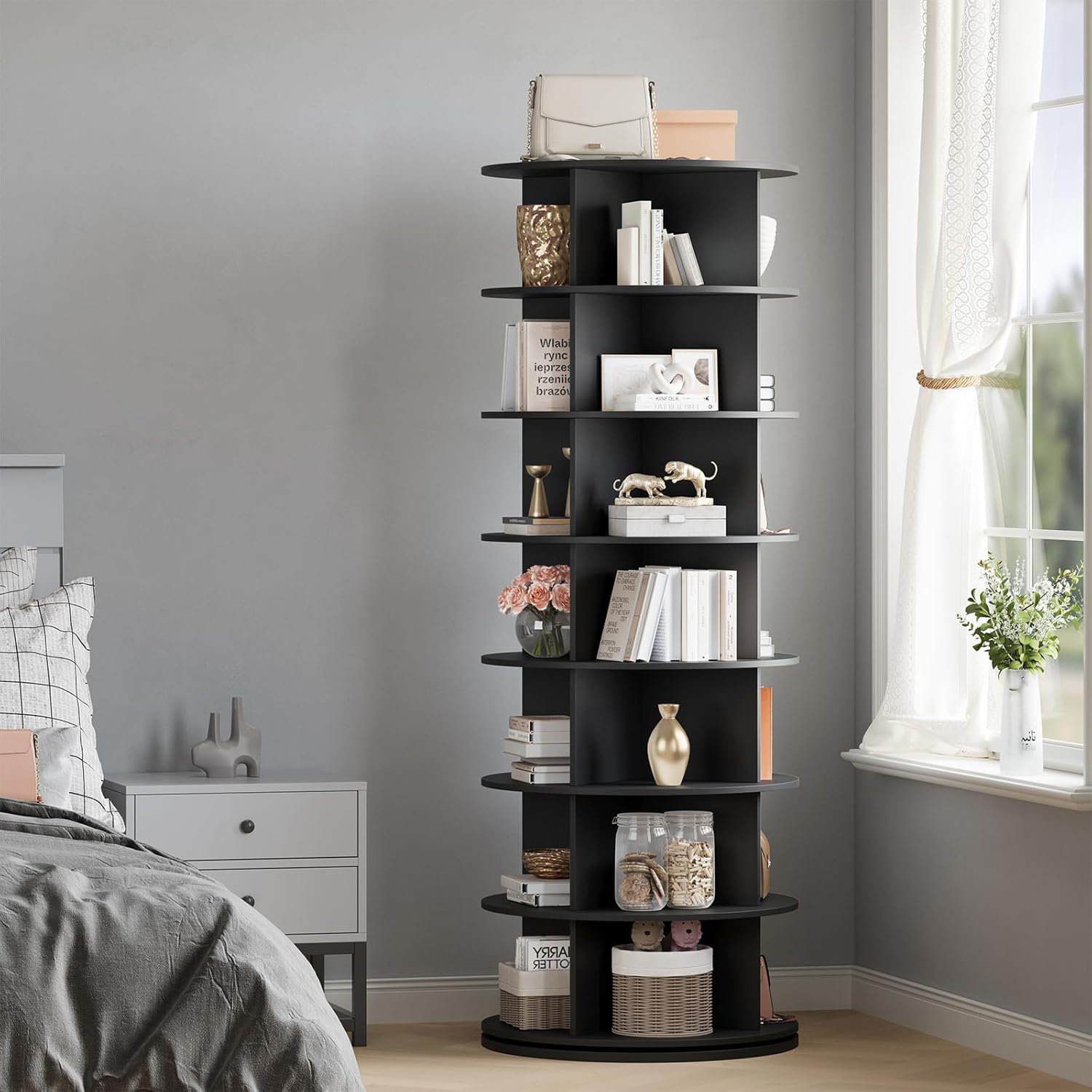 Latitude Run® 7 Tier Rotating Shoe Rack Tower, 360° Revolving Free ...