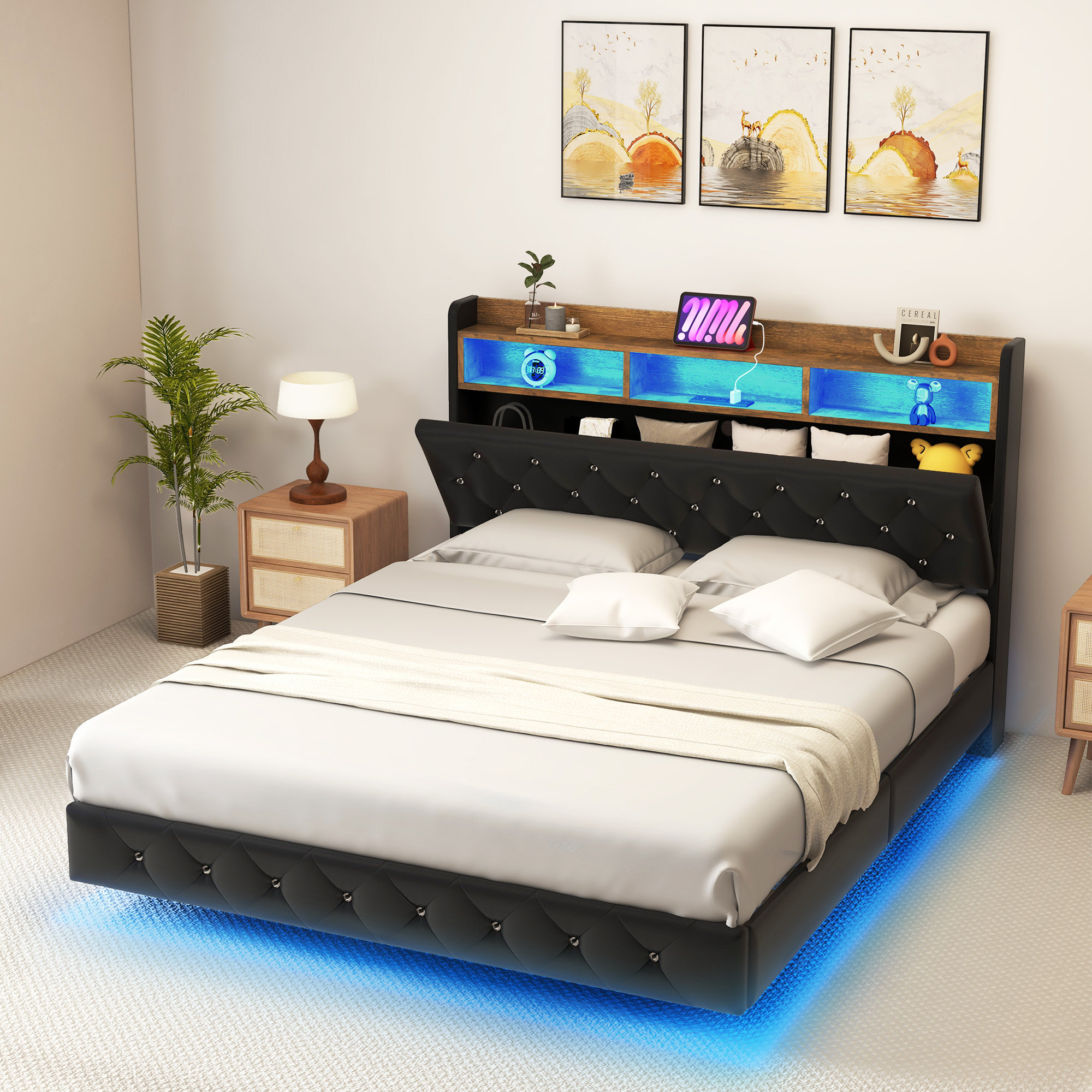 Wrought Studio Bookcase Upholstered Storage Platform Bed - Wayfair Canada