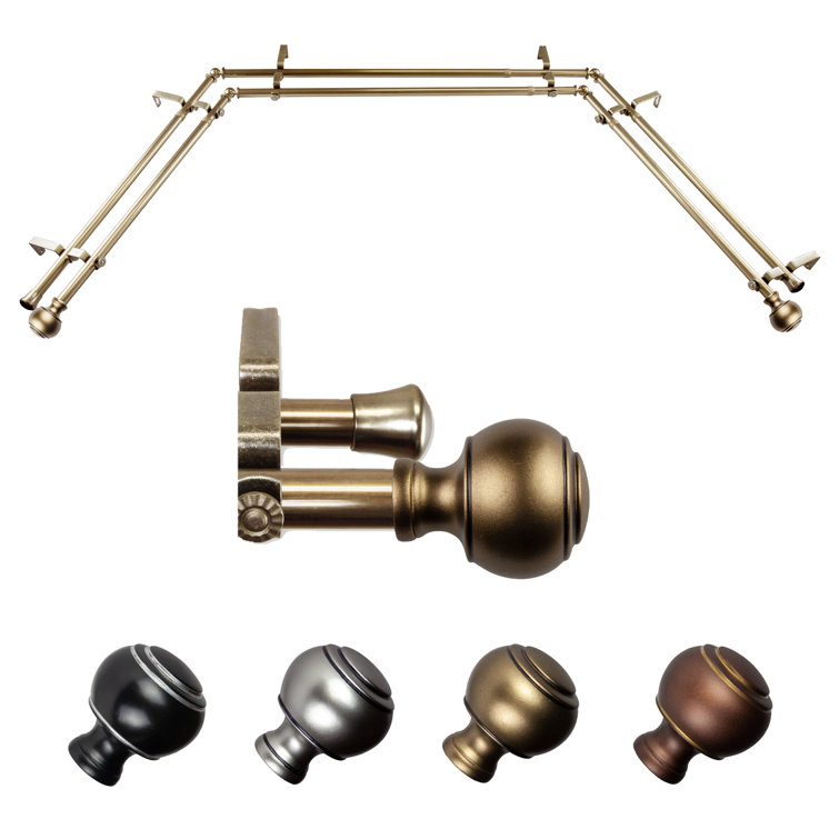 Rod Desyne Adjustable Overall Width Bay Window Double Curtain Rod | Wayfair