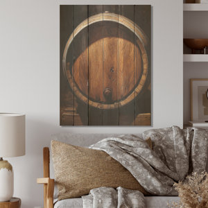 Design Art Brown Elegant Wine Barrel - Wine Wall Art | Wayfair
