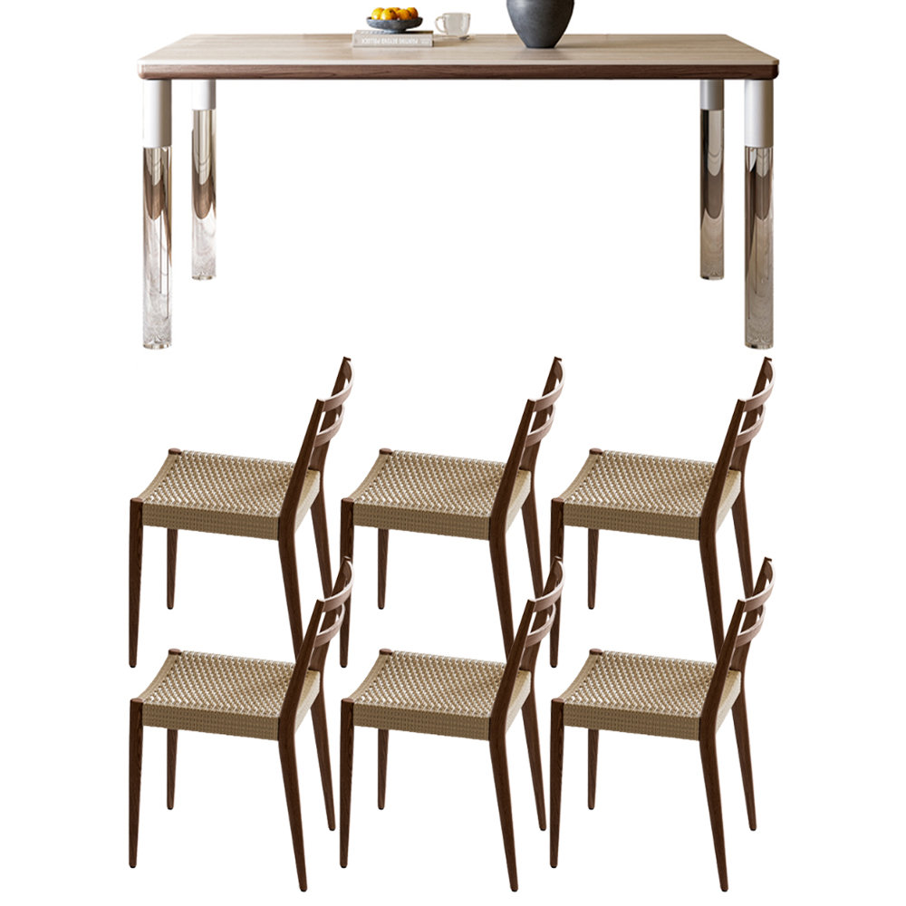 RESROS Modern Simple Rock Slab Acrylic Dining Table Set | Wayfair