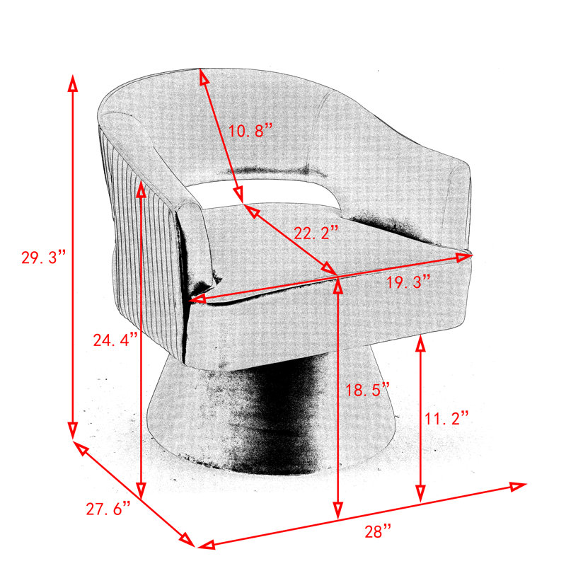 Everly Quinn Chynna 28 inches Wide Velvet Swivel Barrel Chair & Reviews ...