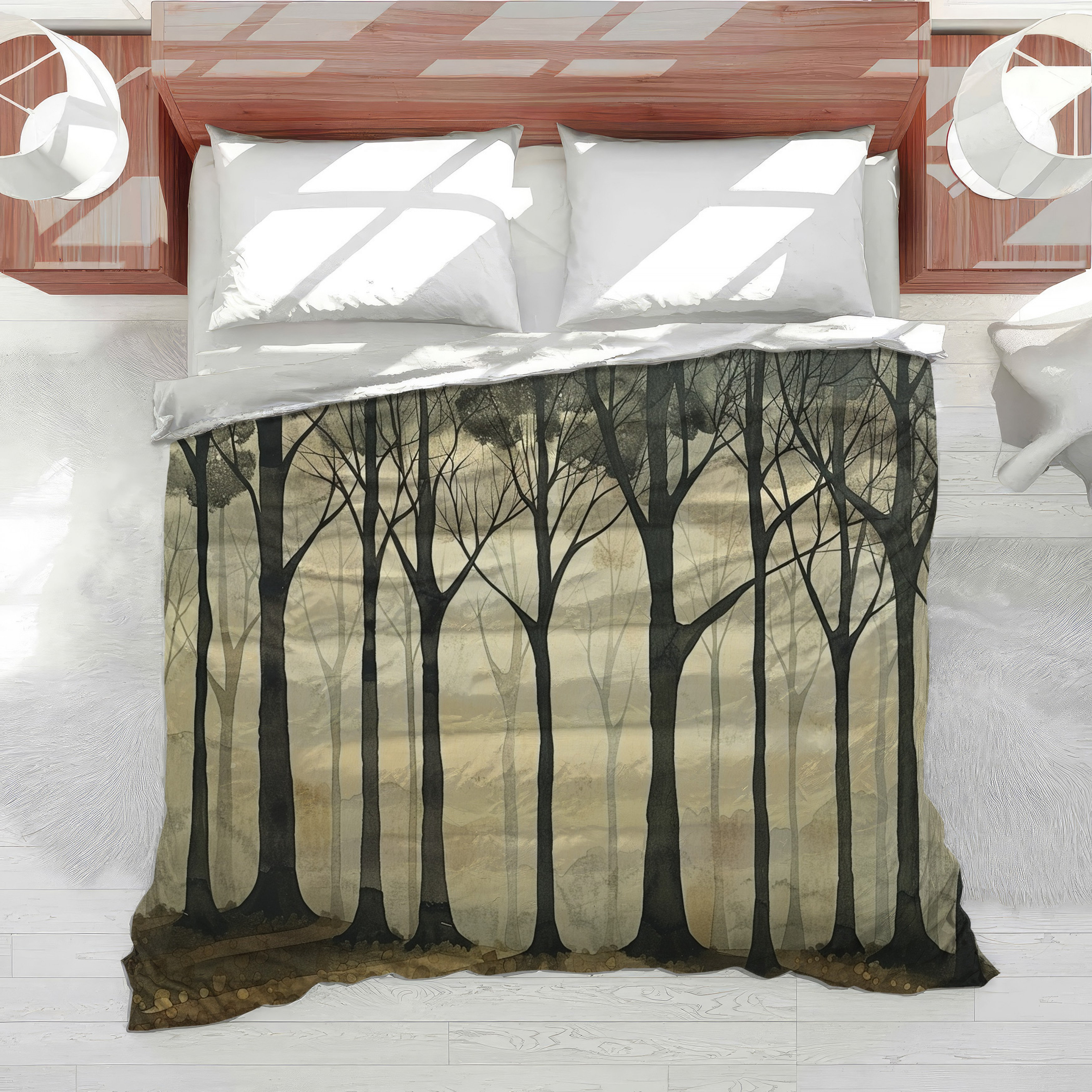 VisionDecor Trees Bedding Nature Comforter Misty Forest | Wayfair