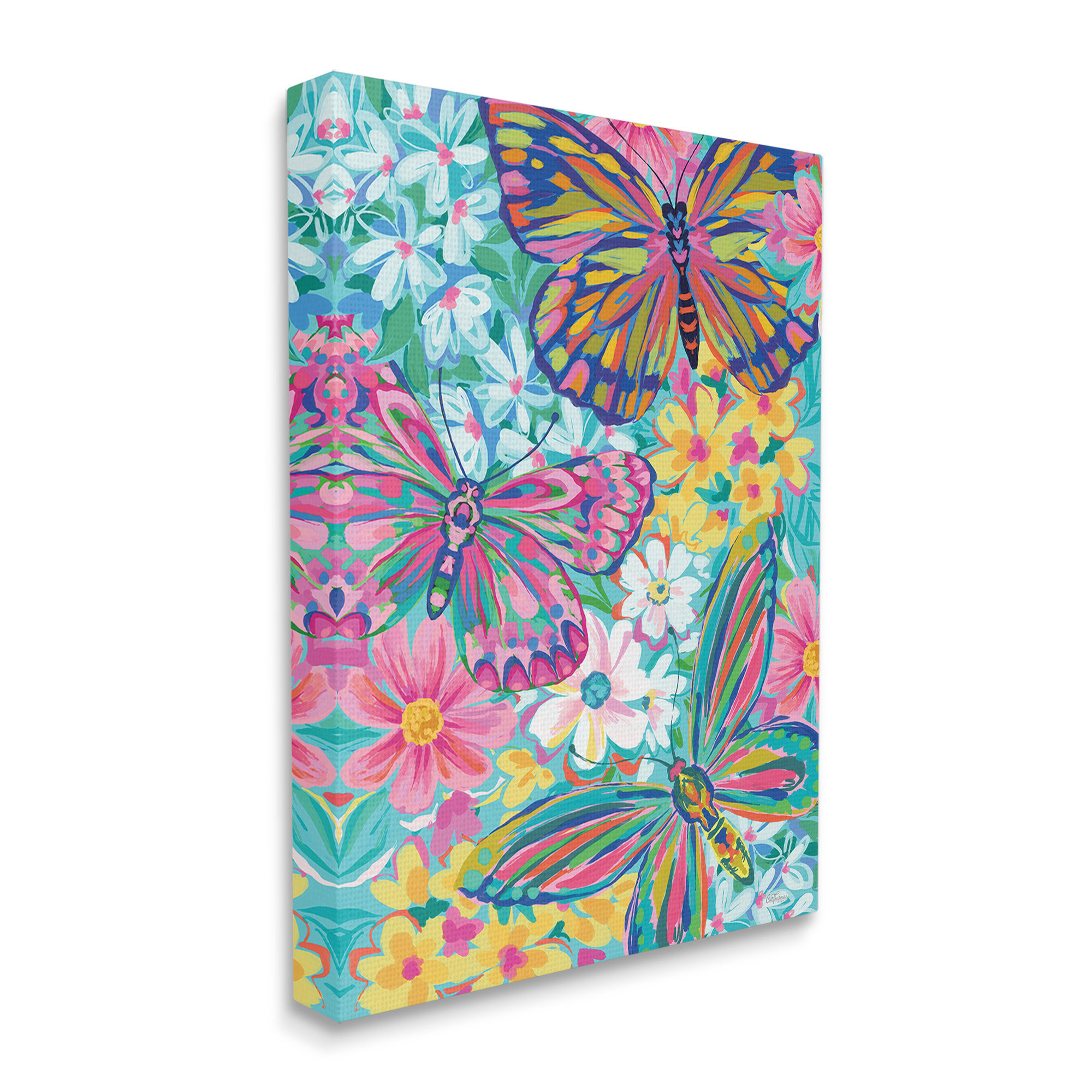 August Grove® Modern Butterflies & Blossoms Canvas Wall Art by Cat ...