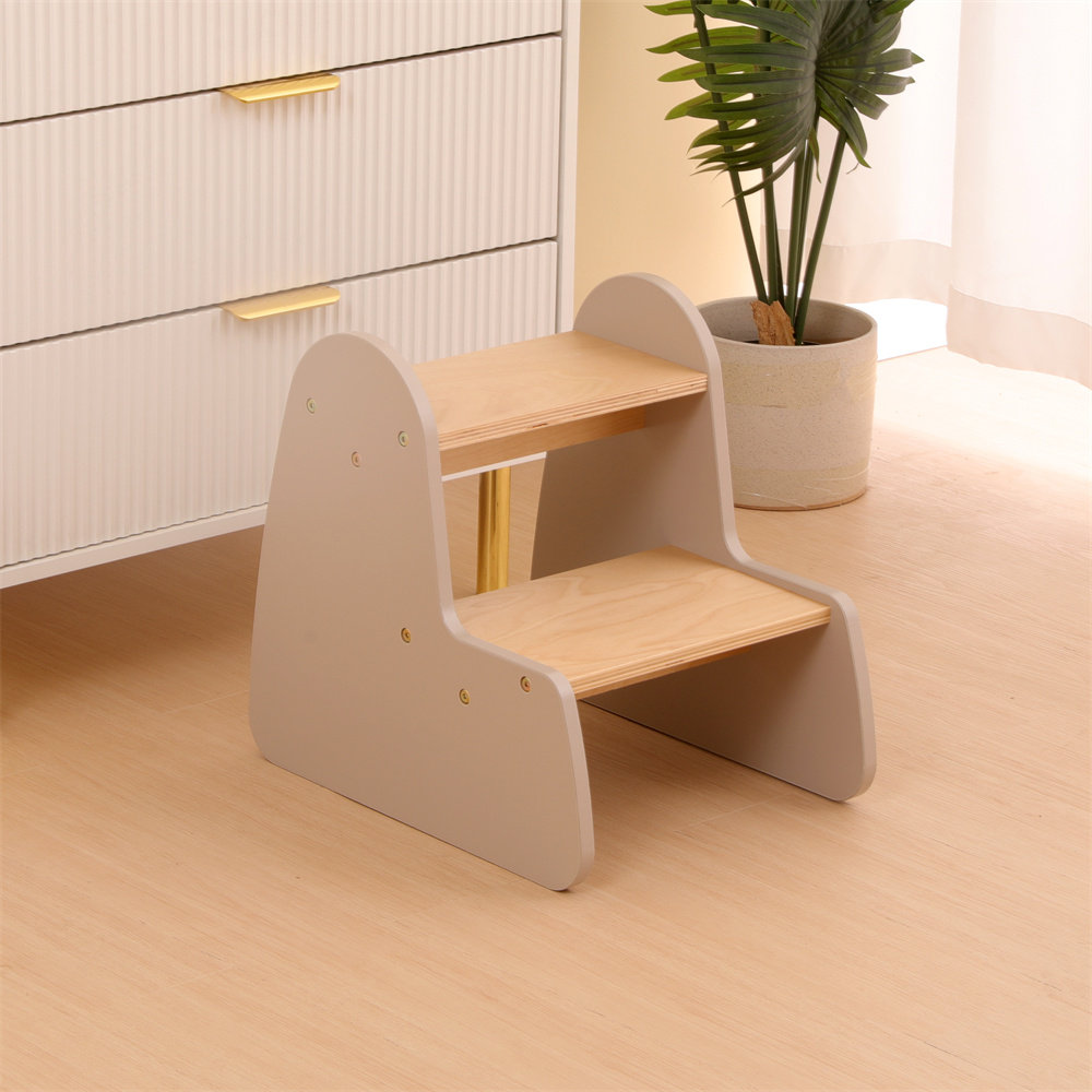 Furniturehmd Kids Two-Tier Step Stool, Wooden Toddler Step Stool For ...