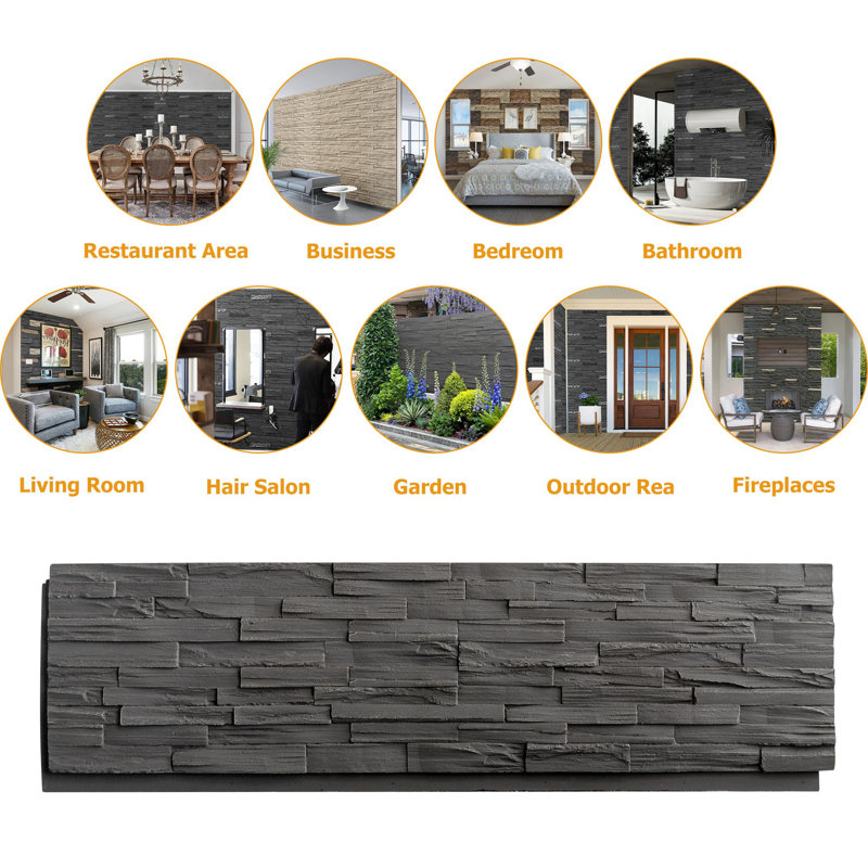 HOMEIBRO Faux Stone Wall Covering Panels for Interior and Exterior ...
