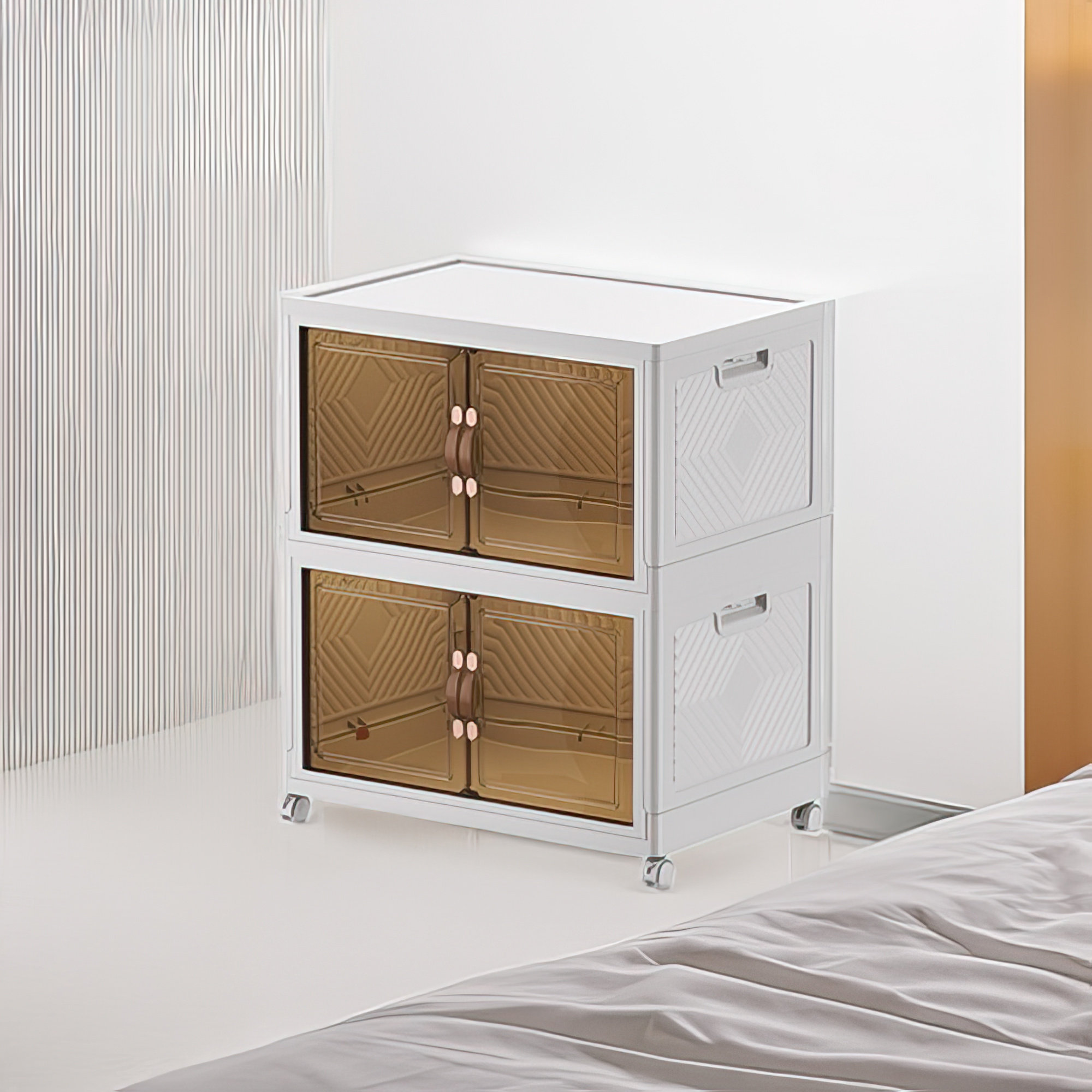 Rebrilliant Double-Door Foldable Plastic Storage Bins with Wheels ...