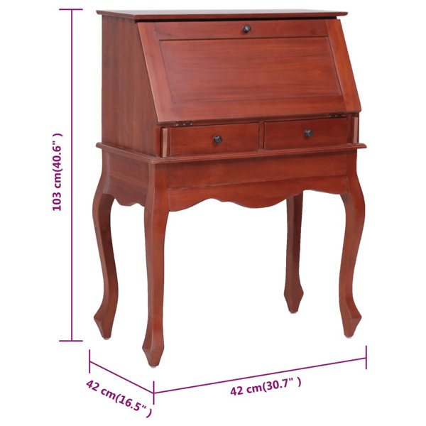Alcott Hill® Climsland Secretary Desk Solid Wood Mahogany Secretair ...