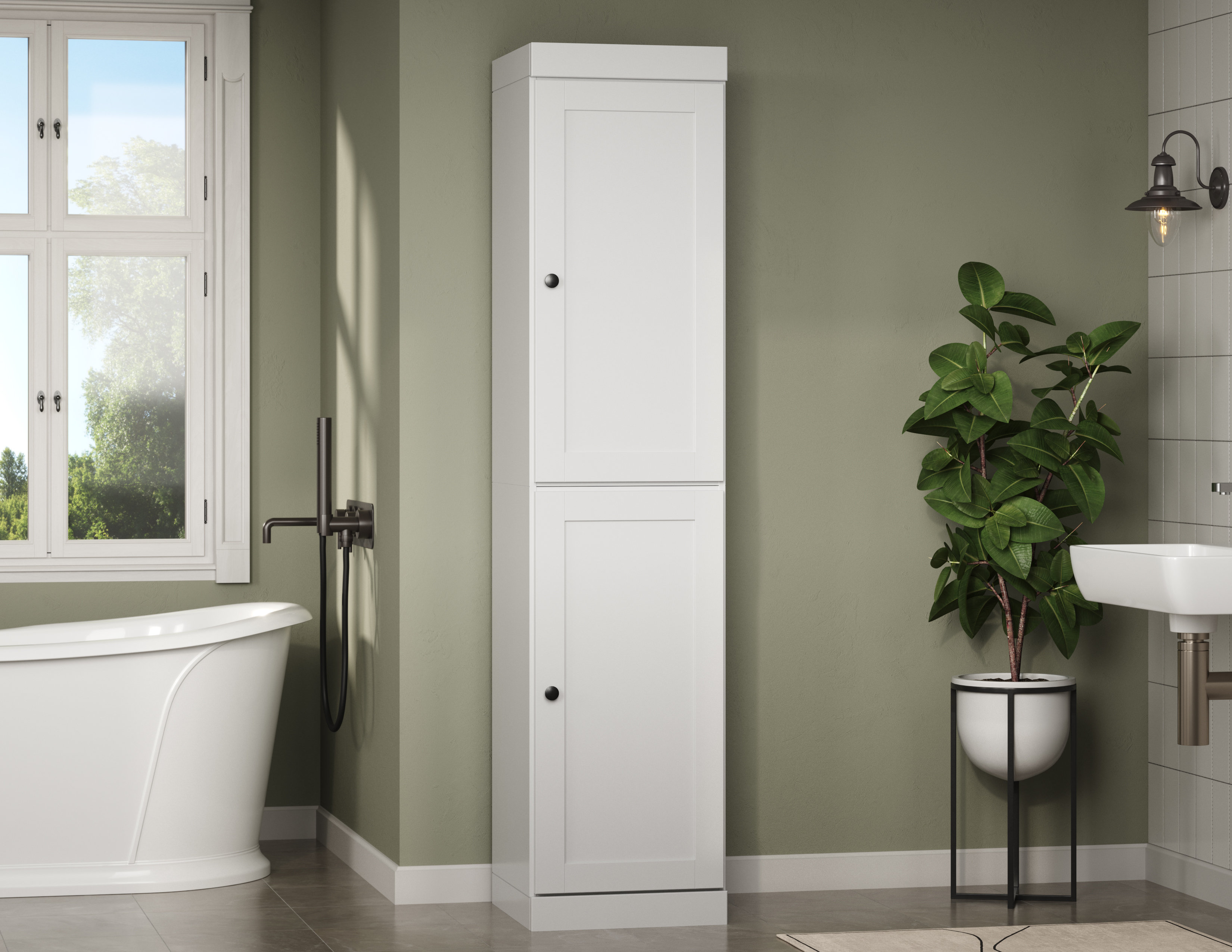 Red Barrel Studio® 100% Solid Wood 16.5" Bathroom Storage Cabinet with ...