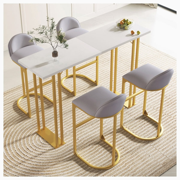 Mercer41 Frankye Bar Table and Chairs Set, Breakfast Table Set, Bar ...