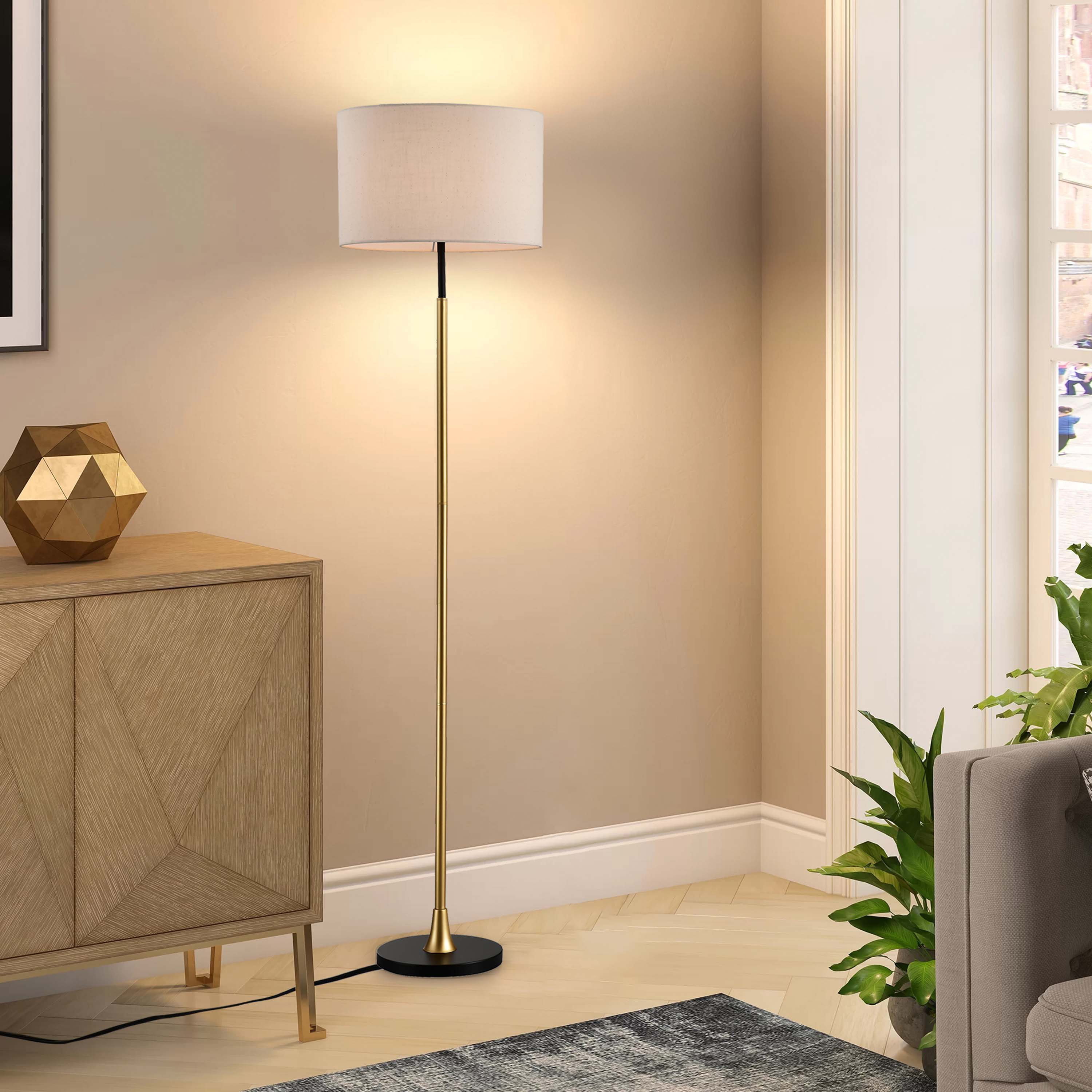 Mercer41 Floor Lamp for Living Room with Beige Lampshade, Standing Lamp ...