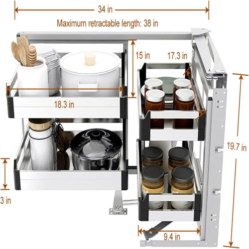 Rebrilliant Lanaijah Blind Corner Cabinet Organizer | Wayfair