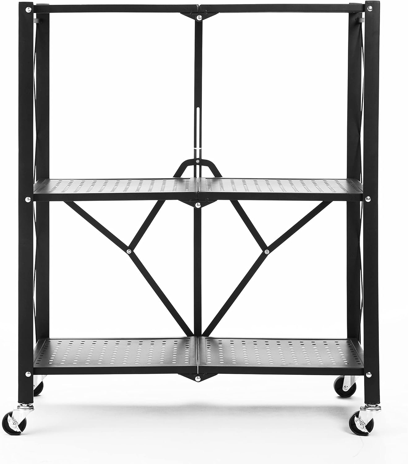 Hokku Designs 3-Tier Metal Storage Cart With Rolling Wheels, Foldable ...