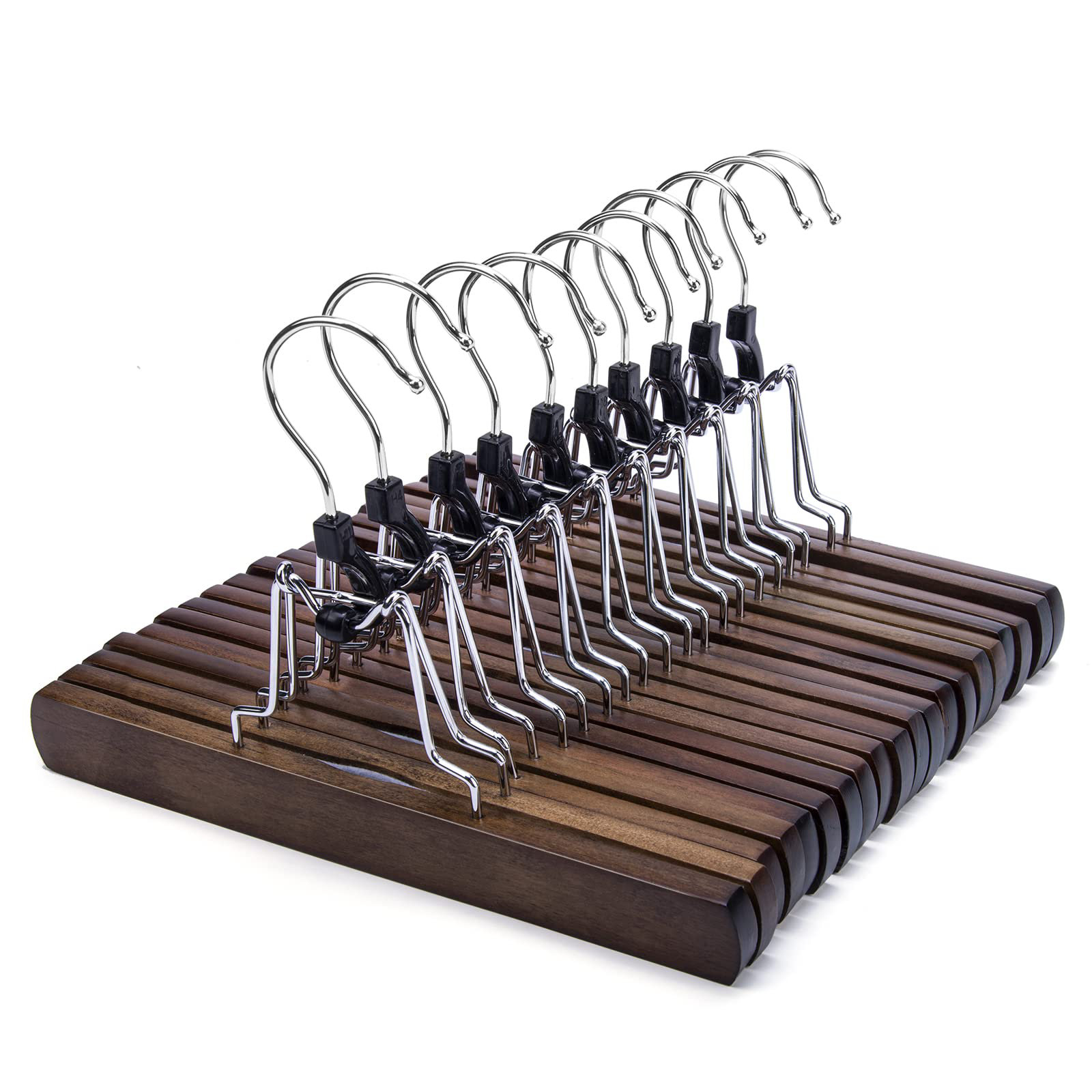 Rebrilliant Wooden Pants Skirt Hangers, Smooth Finish Solid Wood Non ...