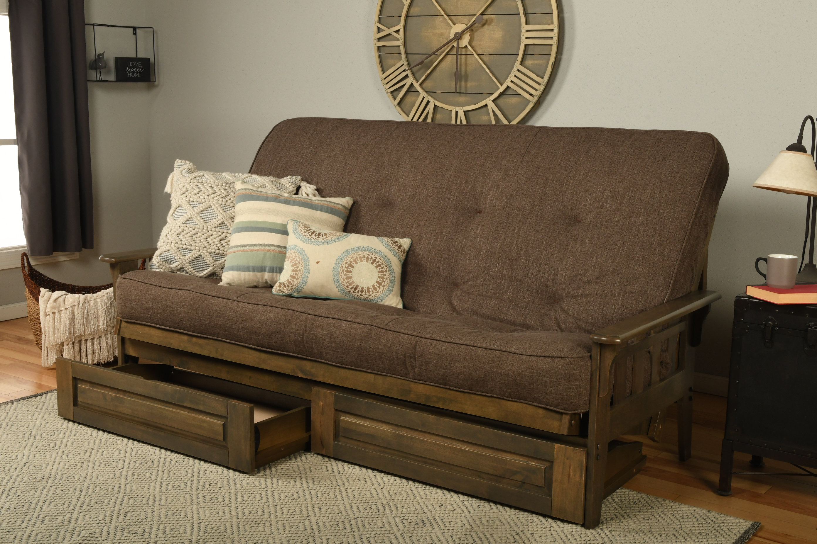 The Twillery Co.® Stratford Queen 87" Wide Futon Frame and Mattress ...