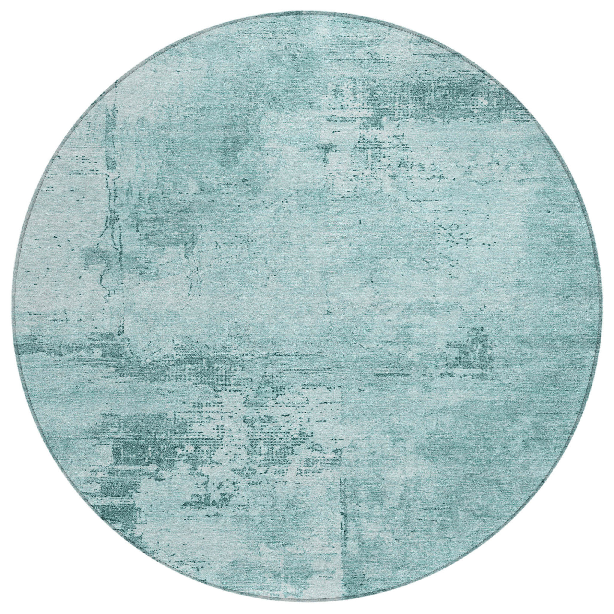 HomeRoots 8' Blue Round Abstract Washable Indoor Outdoor Area Rug | Wayfair