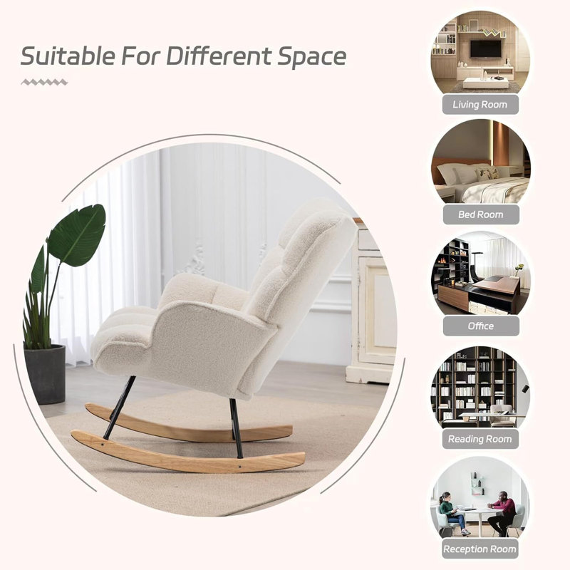 George Oliver Nursery Rocking Chair Teddy, Upholstered Glider Rocker ...