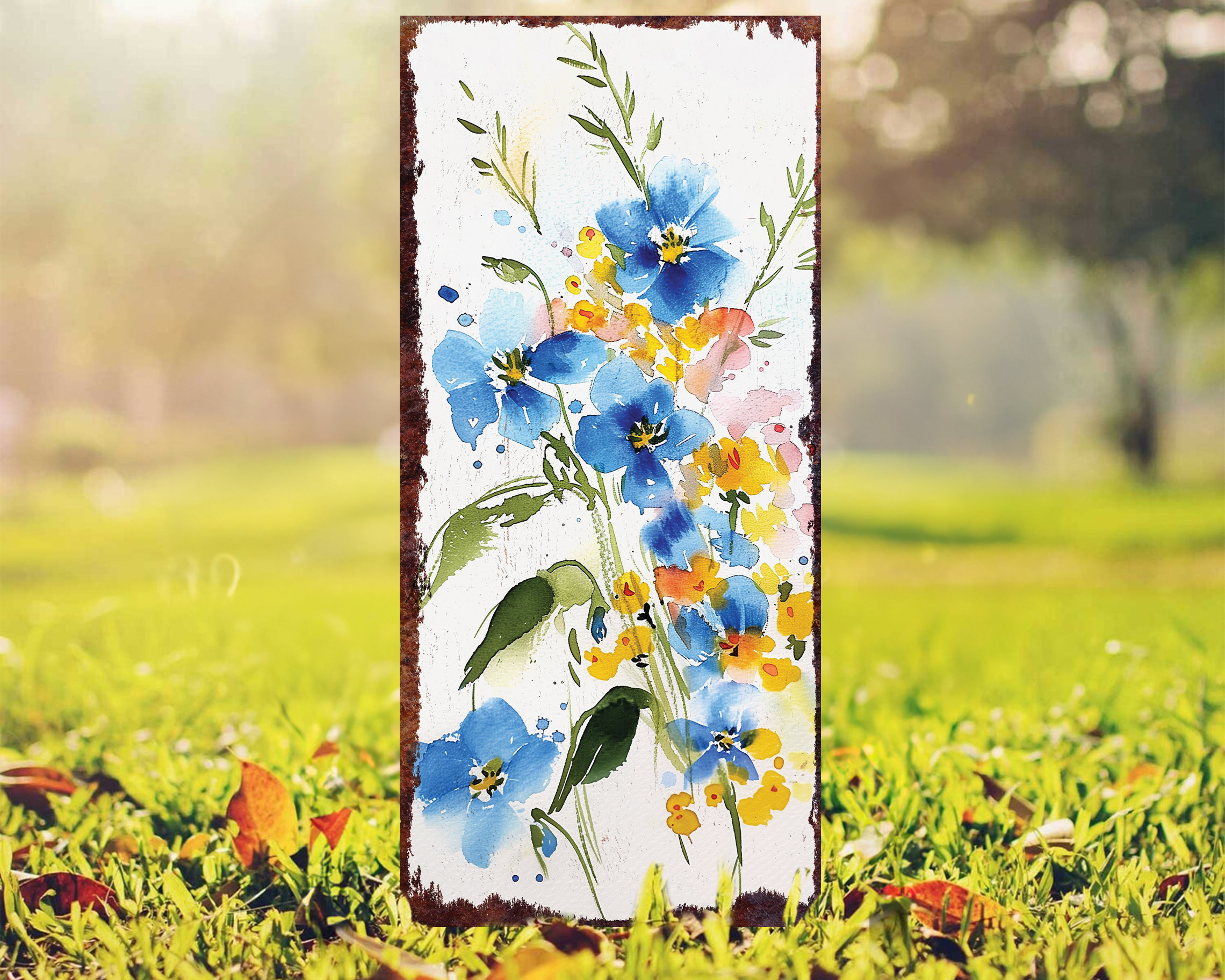 Winston Porter 26in Spring Garden Stake | Watercolor Forget Me Nots ...