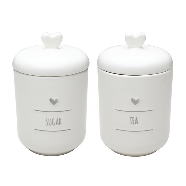 Coastline Imports Textured Lettering 2 Piece Tea and Sugar Jar Set ...