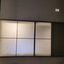 LDB_BUILDING 84" Glass and Metal Barn Door with Installation Hardware ...