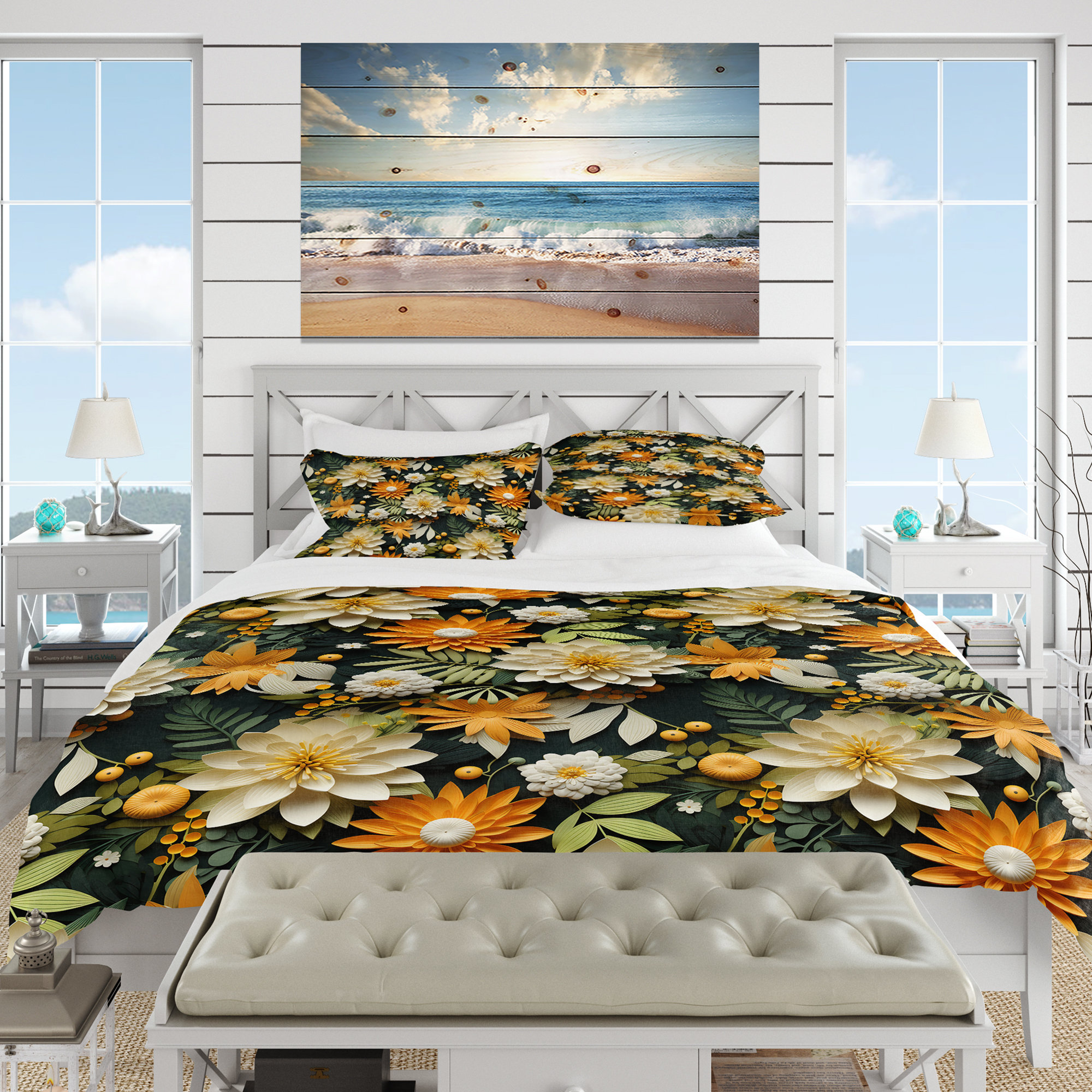 Design Art Mango Bloom Tropical Pattern III - Tropical Duvet Cover Set ...