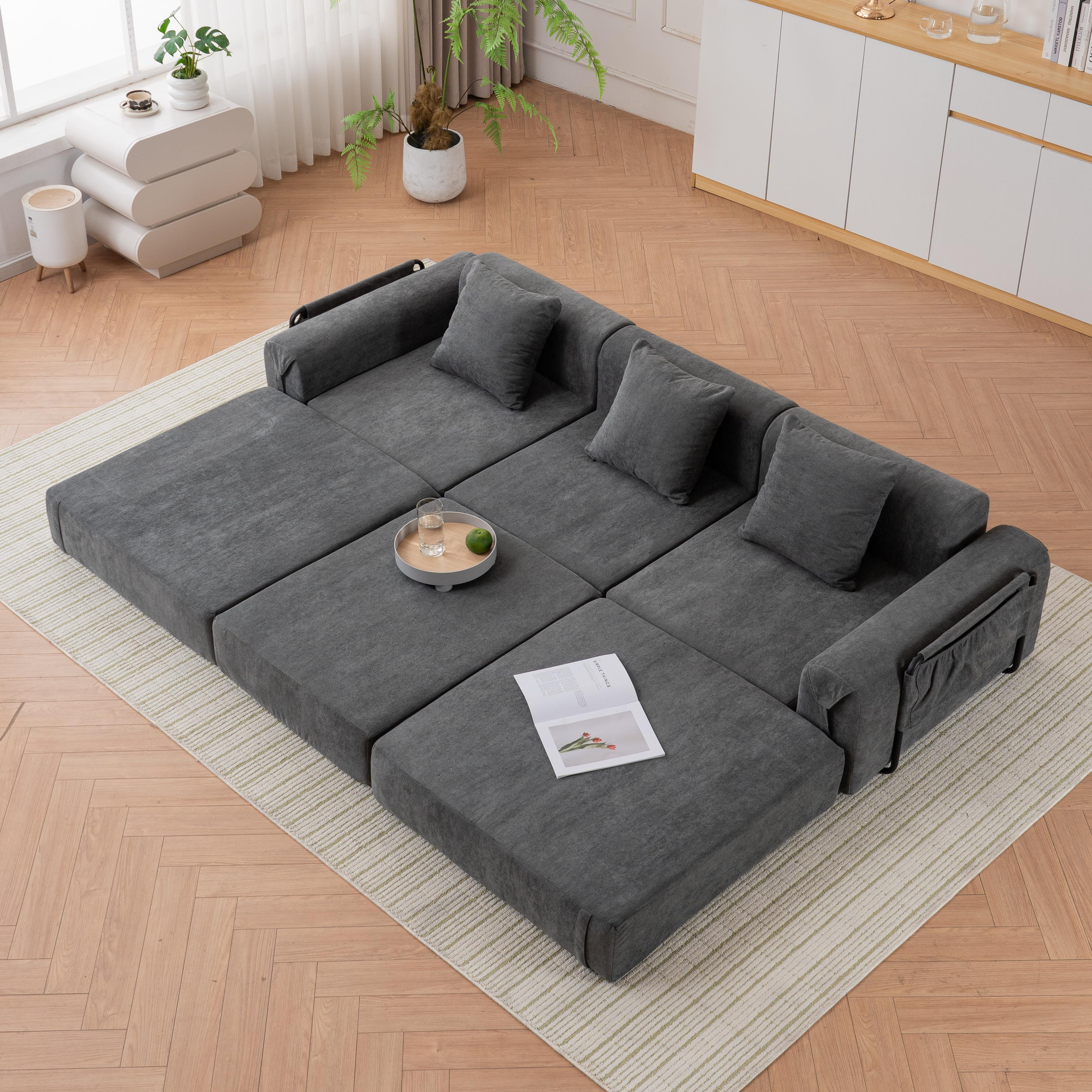 Latitude Run® 98.8" Upholstered Sleeper Sofa Modular Couch Folding Sofa ...