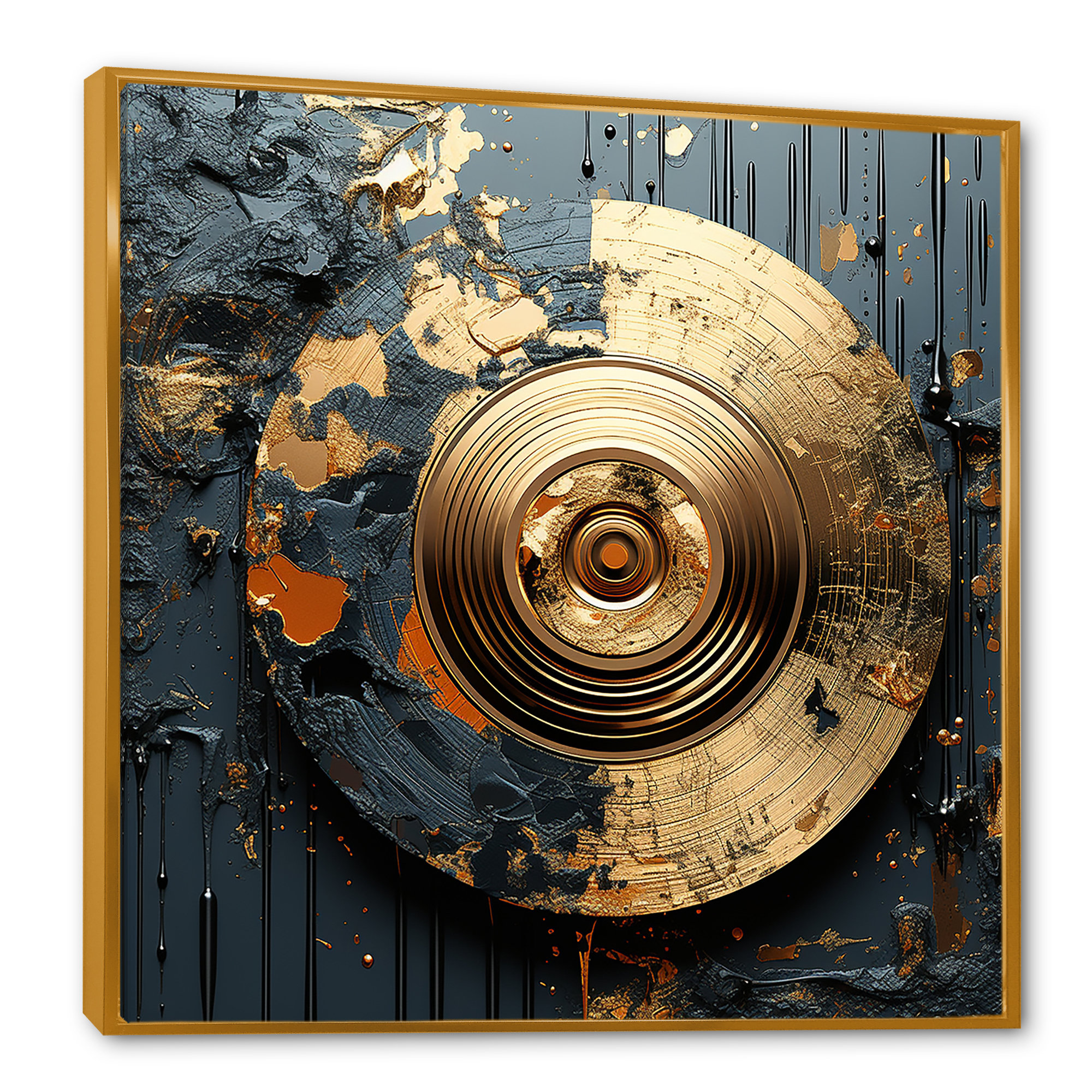 Mercer41 Gold And Grey Vinyl Record Melody II - Vinyl Records Wall Art ...