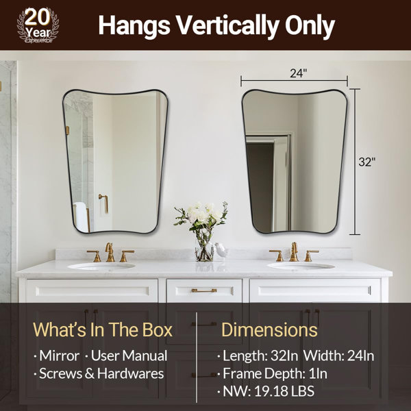 Ebern Designs Concave Top Rectangle Irregular Scalloped Bathroom Vanity ...