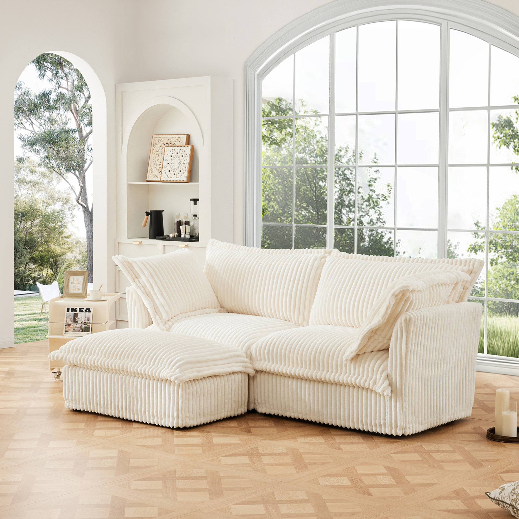 Dakota Fields Slipcovered Sectional 2 Seater Sofa Couch with ...