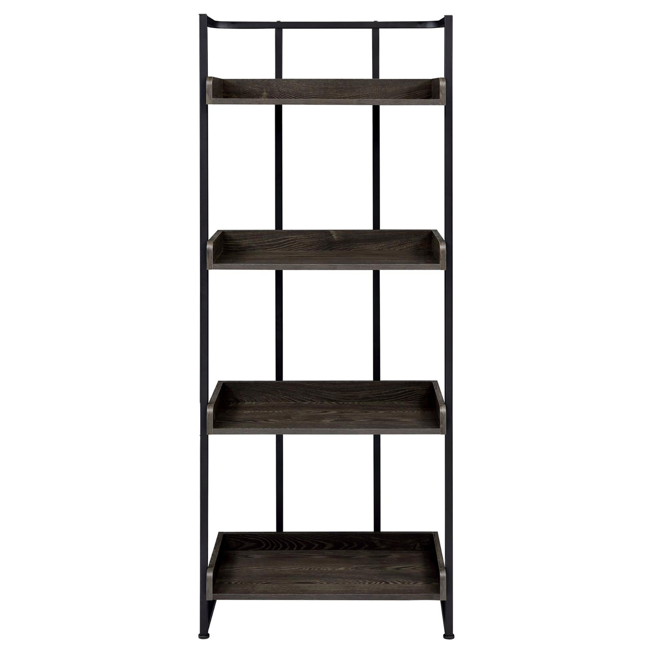 Latitude Run® Dark Oak and Sandy Black 4-Shelf Open Back Bookcase | Wayfair