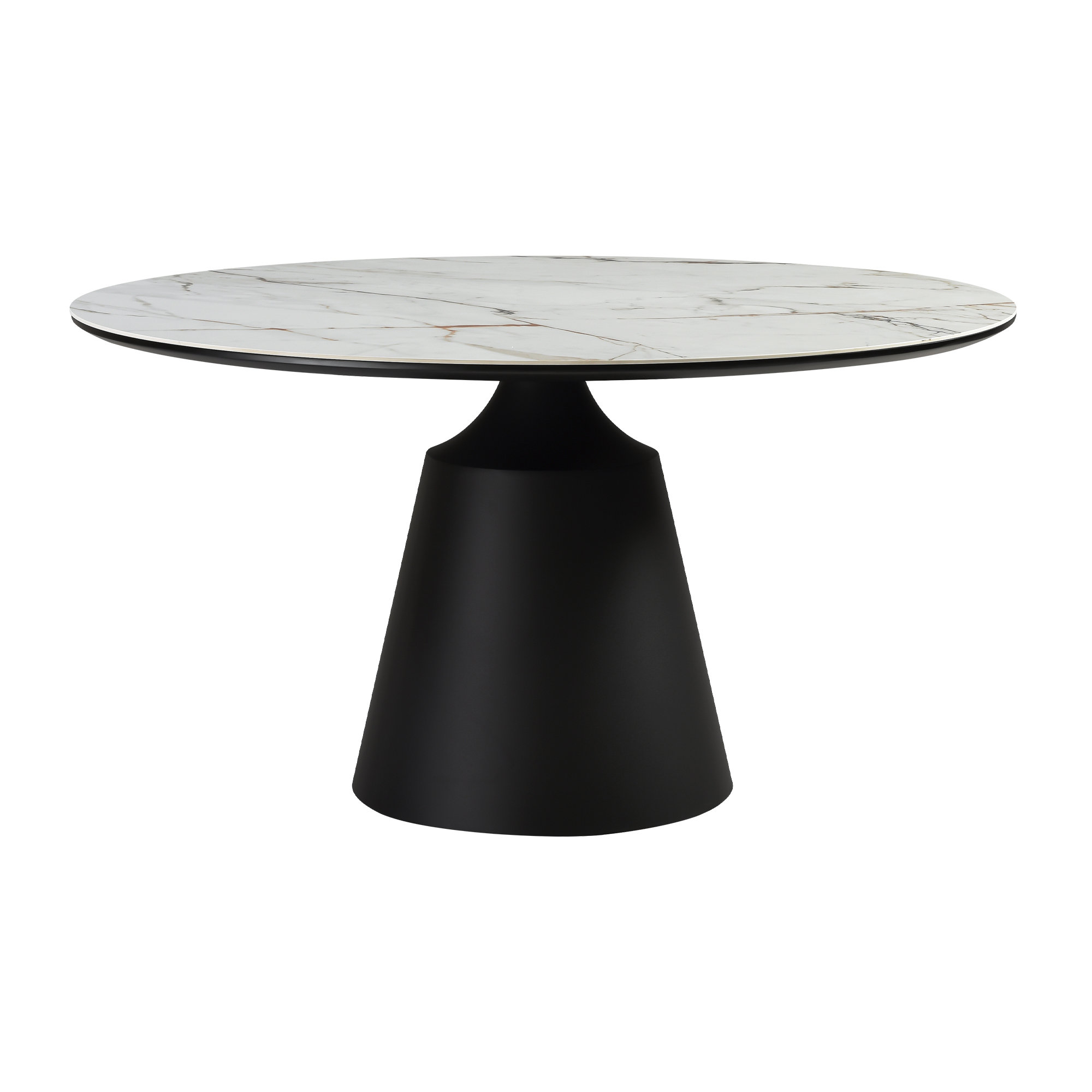 Orren Ellis Crebessa 55" Round Modern Pedestal Dining Table with Stone ...
