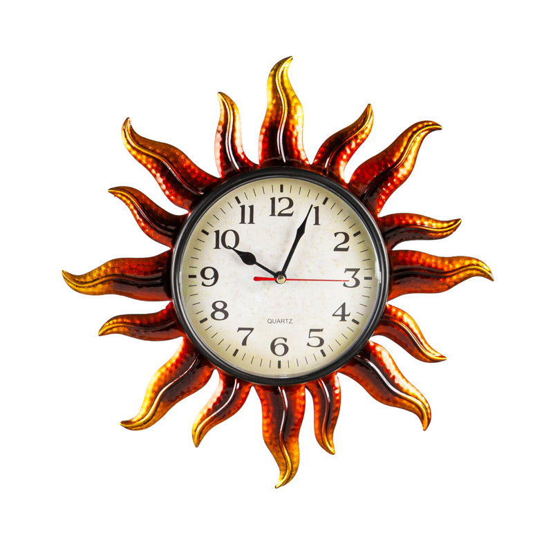 Evergreen Enterprises, Inc Metal Outdoor Sun Shaped Wall Clock ...