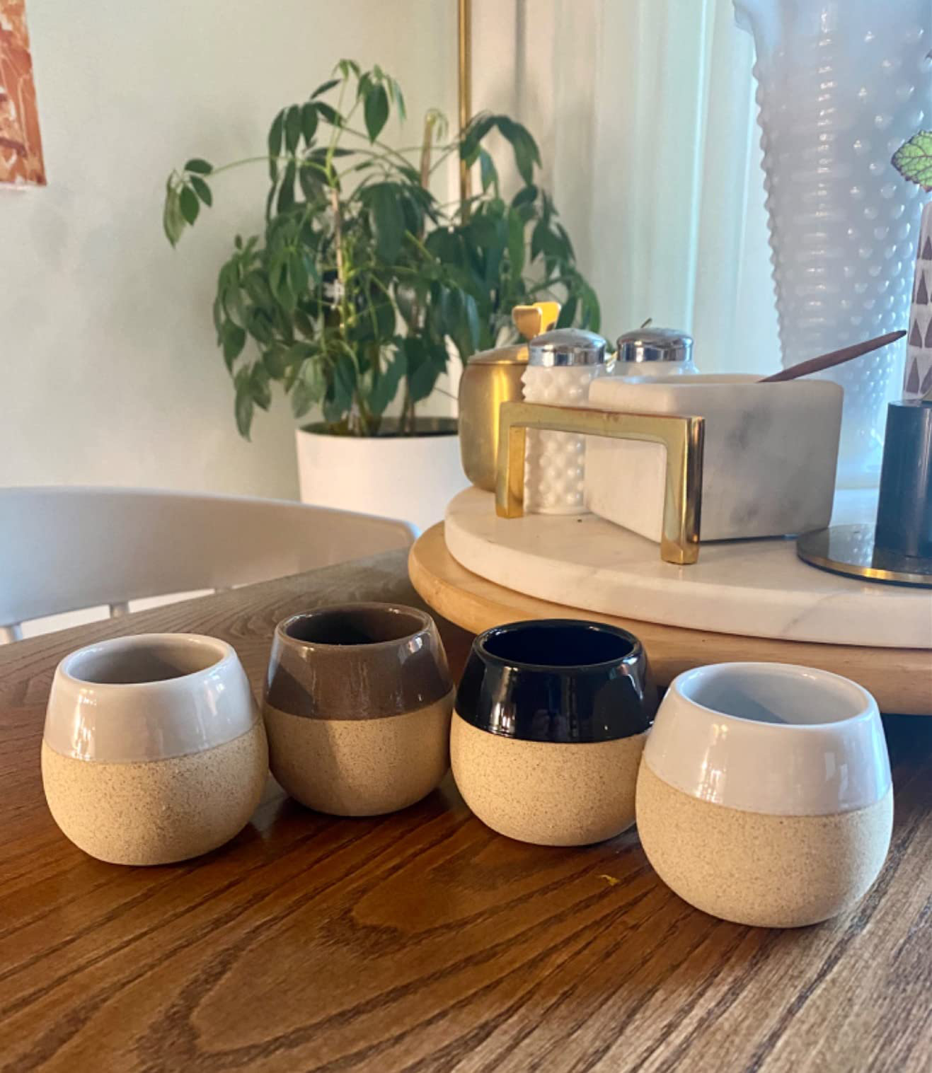 Tiprol Set of 4 Ceramic Espresso Cups Set 4.5oz Espresso Coffee Mugs ...