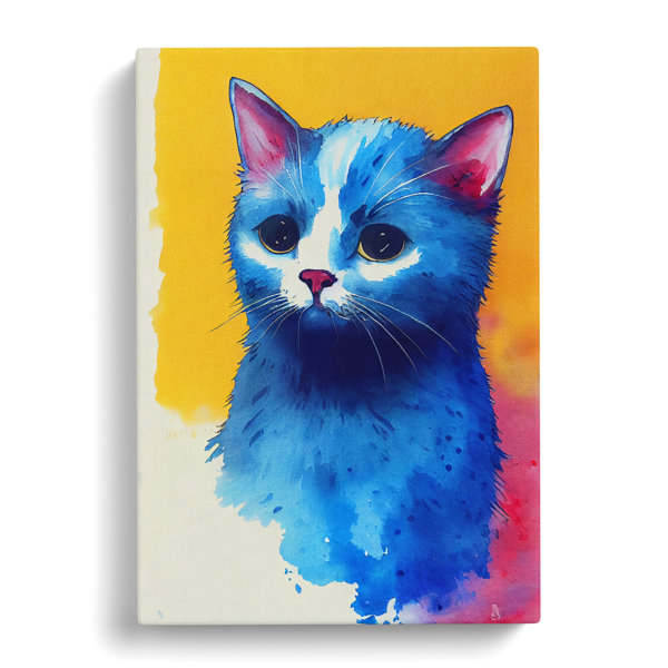 ClassicLiving Watercolour Cat No.4 - Wrapped Canvas Graphic Art ...