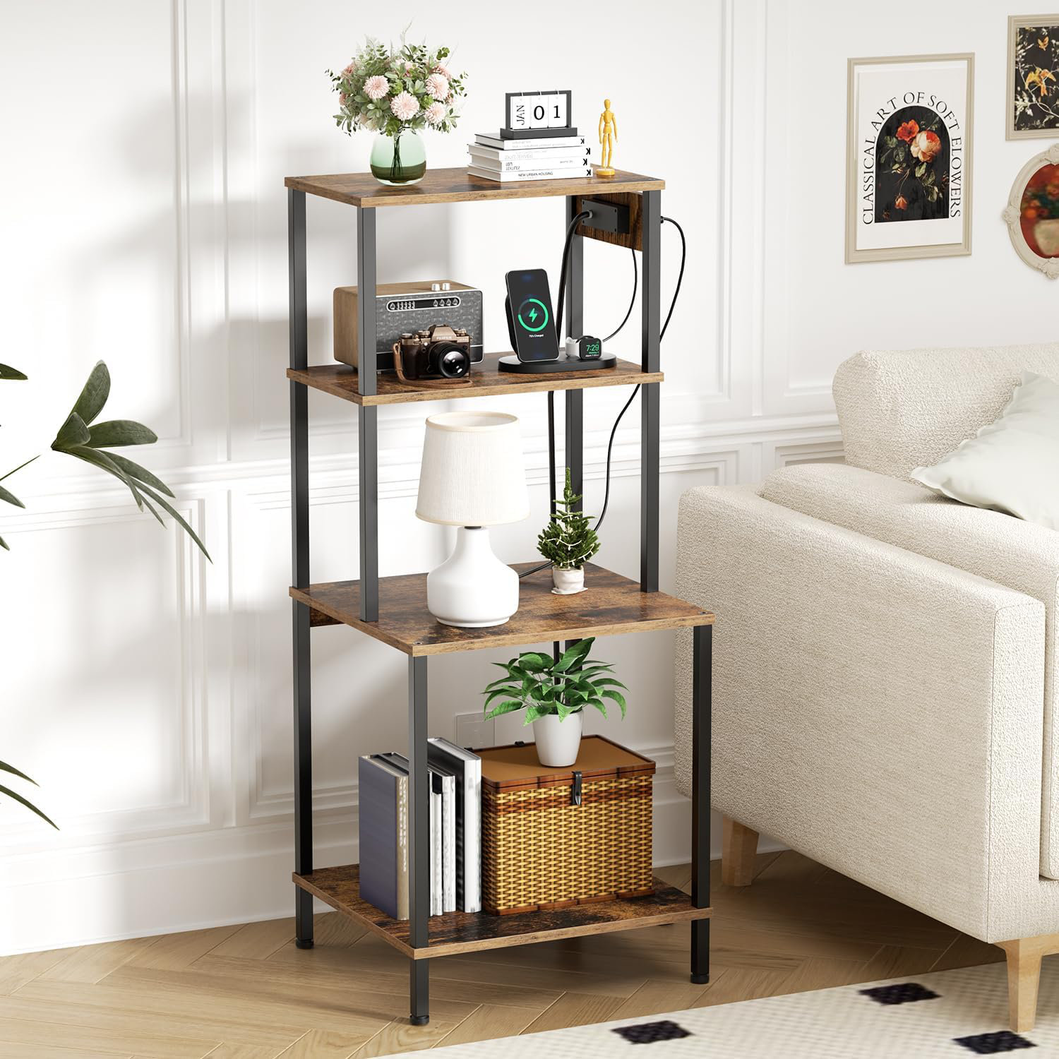 BY Family 4-Tier Printer Stand With Charging Station And Storage ...