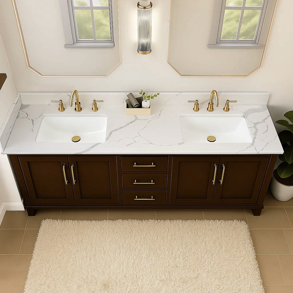 PROOX 60''double Bathroom Vanity Top In Quartz Stone | Wayfair