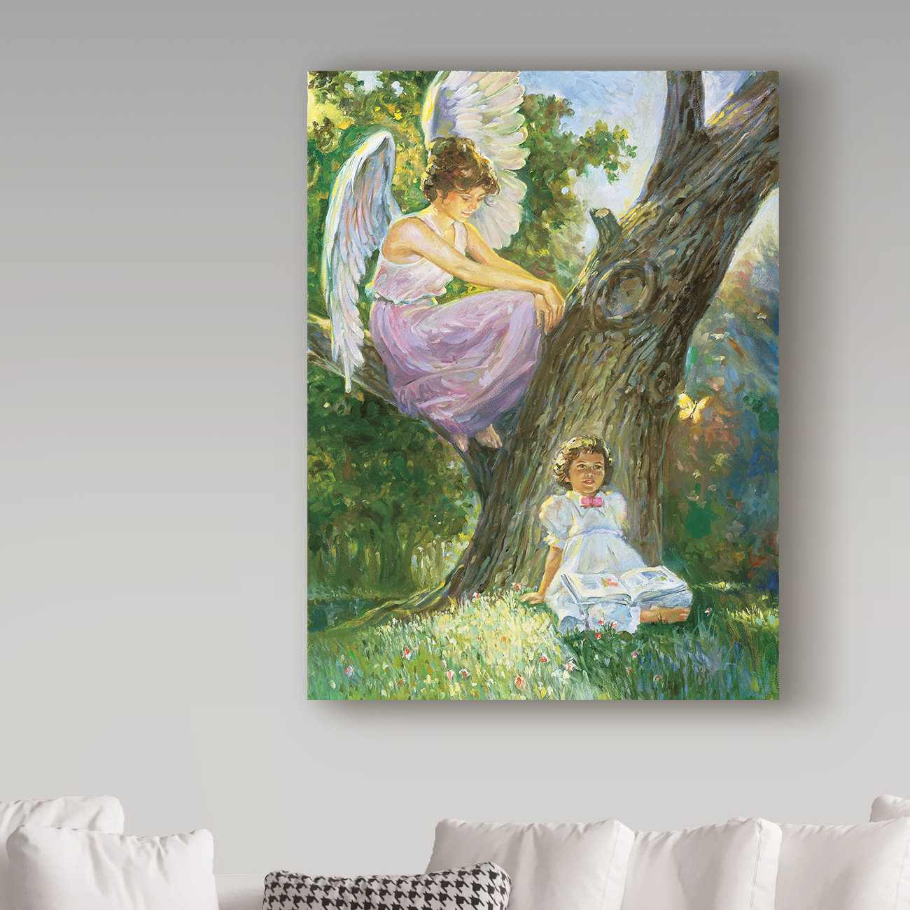 Trademark Fine Art 'Guardian Angel Trees' Oil Painting Print on Wrapped ...