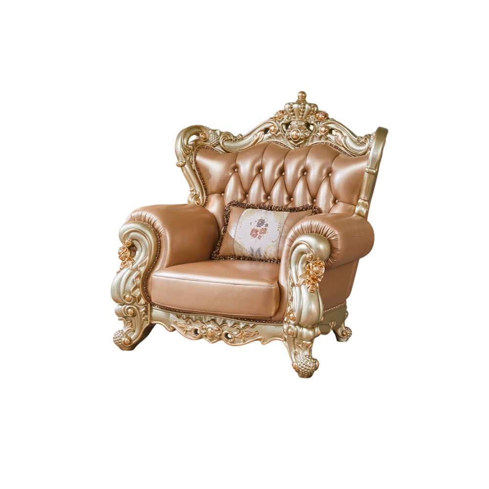 Romero European style leather solid wood sofa chair - Wayfair Canada